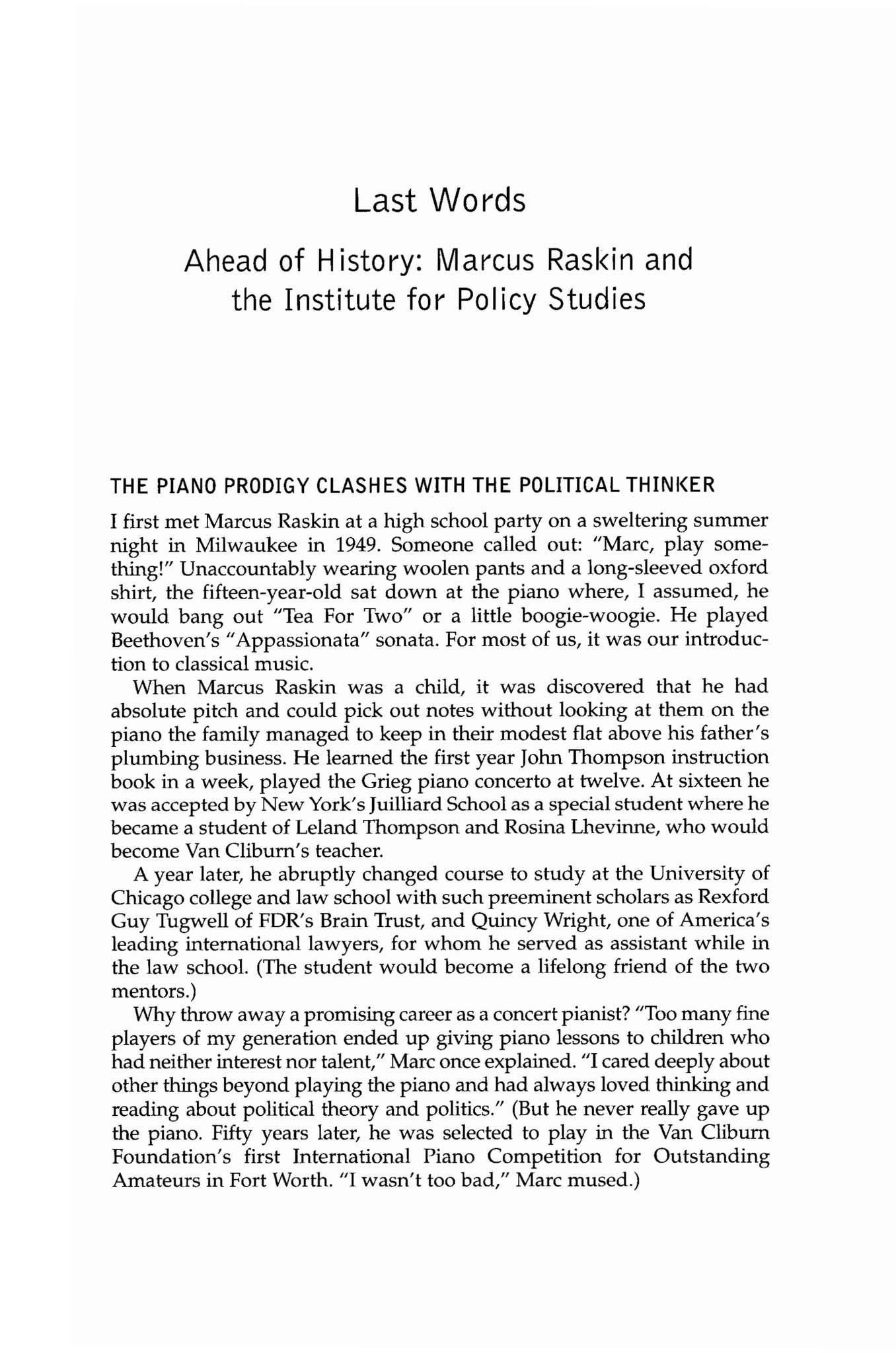 Marcus Raskin: Last Words by demandside - Issuu