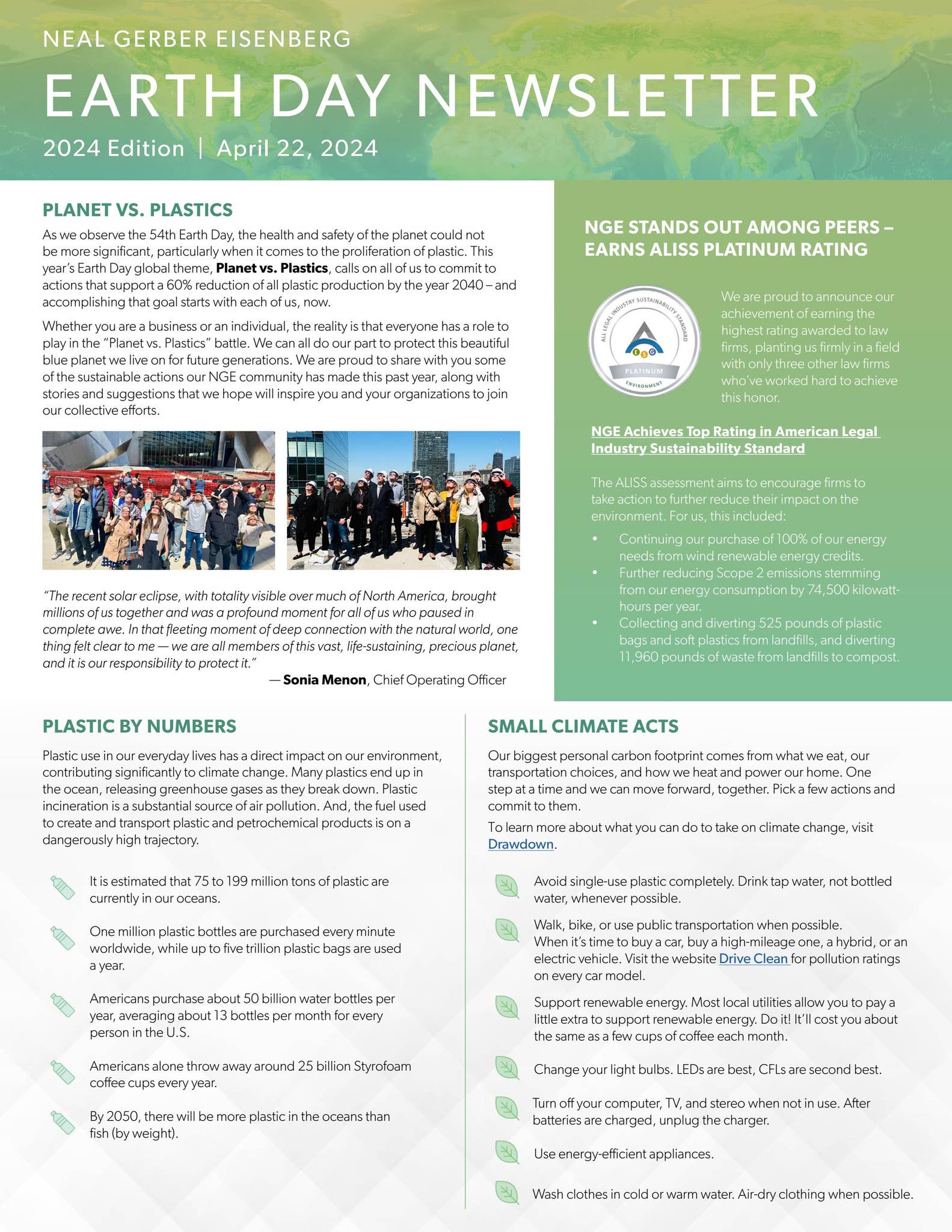NGE Earth Day Newsletter - 2024 by Neal Gerber Eisenberg - Issuu