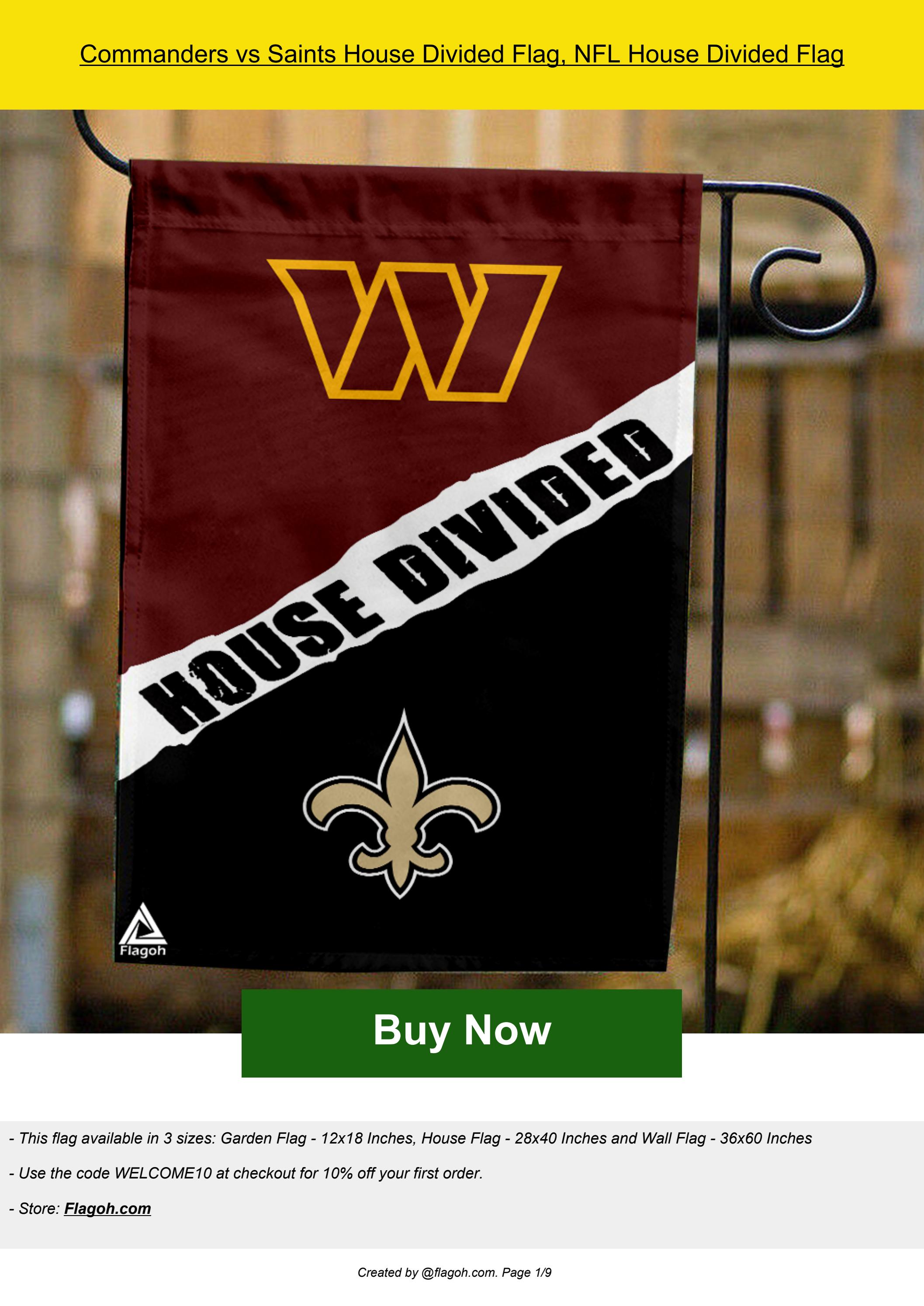Commanders vs Saints House Divided Flag, NFL House Divided Flag by ...
