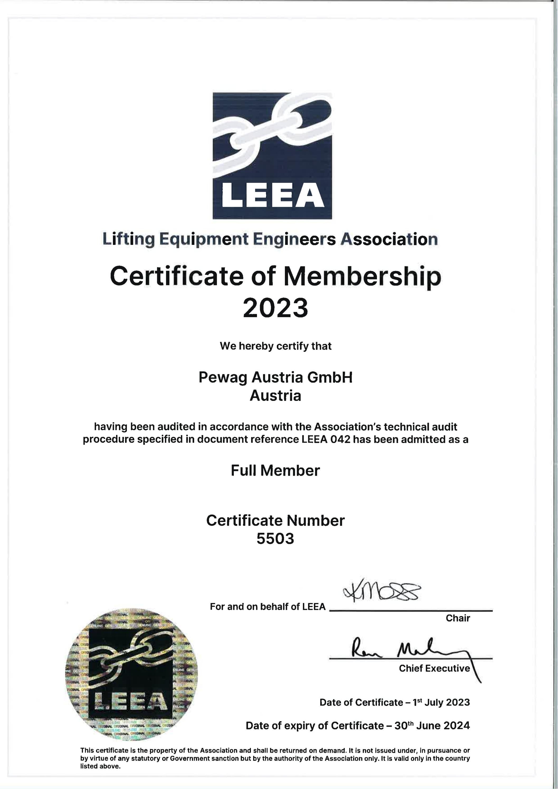 LEEA certificate "Full Member", 2023 by pewag - Issuu