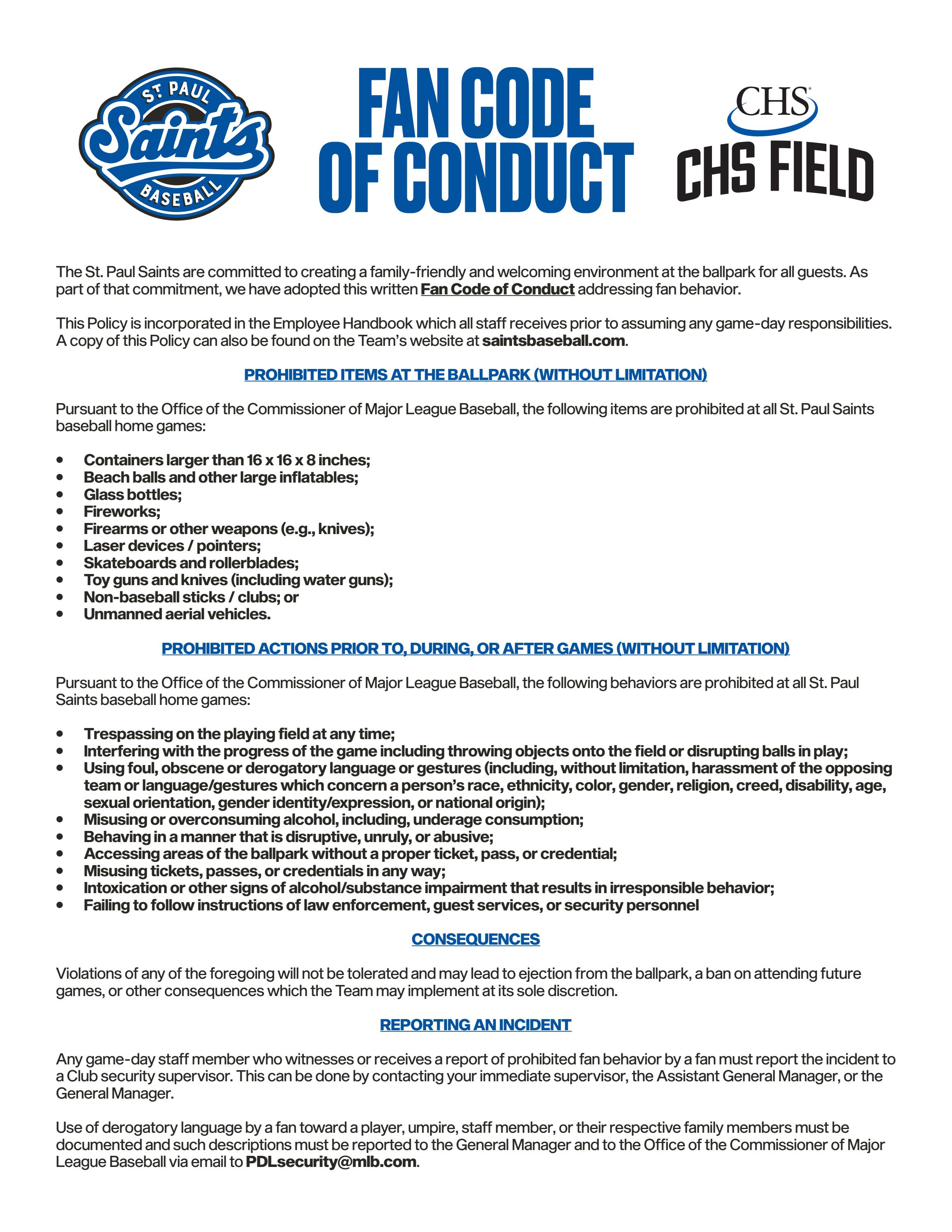 2024 Fan Code of Conduct by stpaulsaints - Issuu