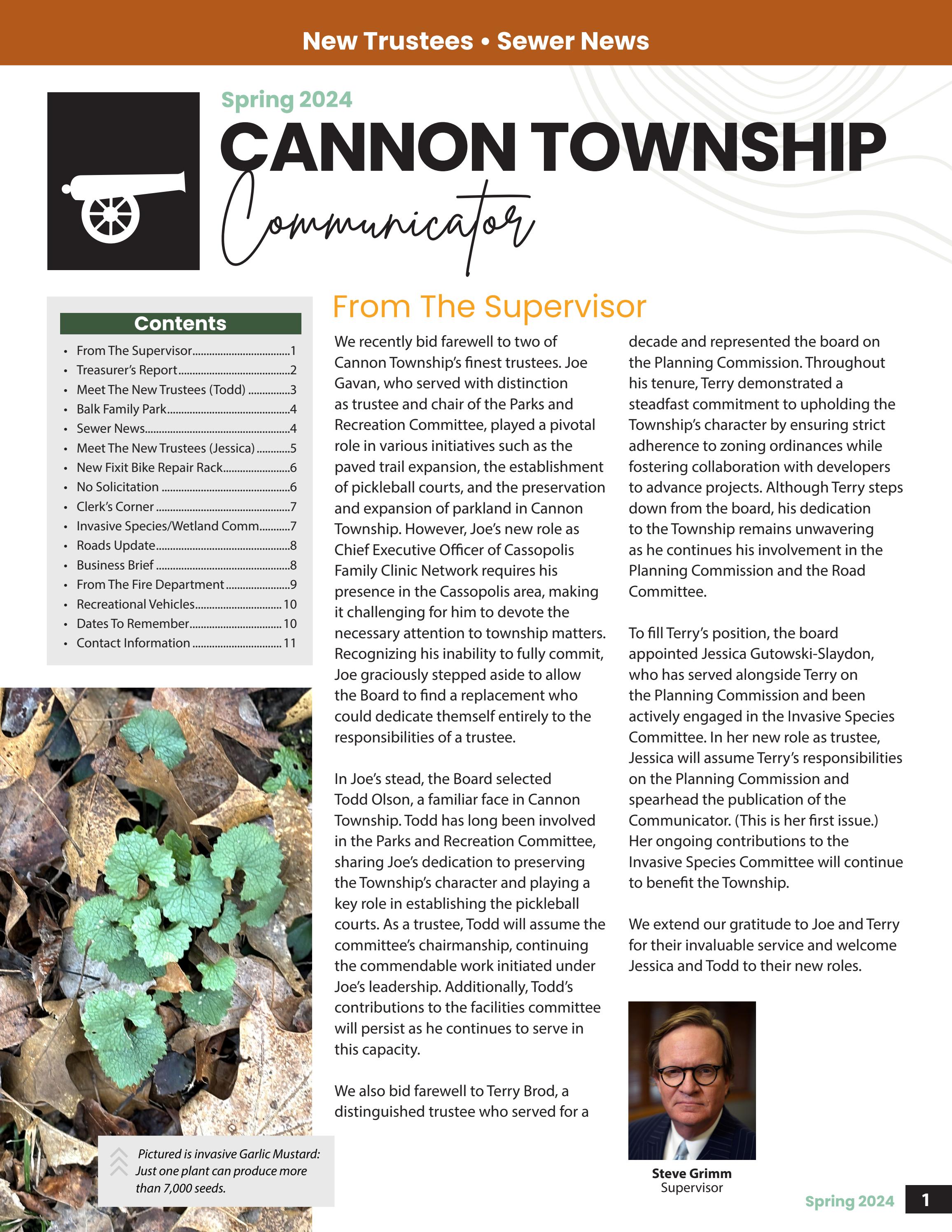 Cannon Township Communicator - Spring 2024 by DesignByBre - Issuu