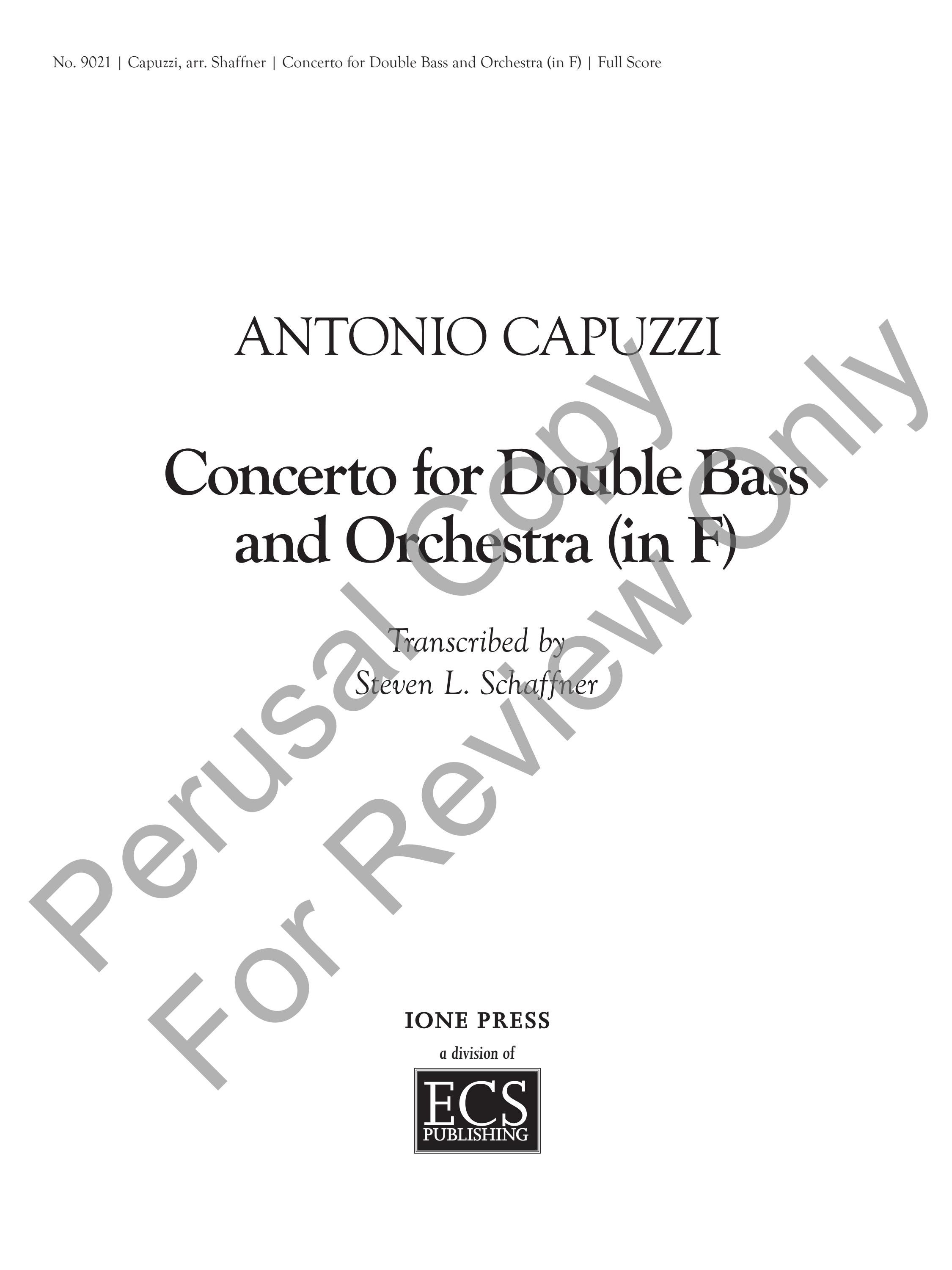 Concerto for Double Bass and Orchestra - Capuzzi - Full Score by ECS Publishing Group - Issuu