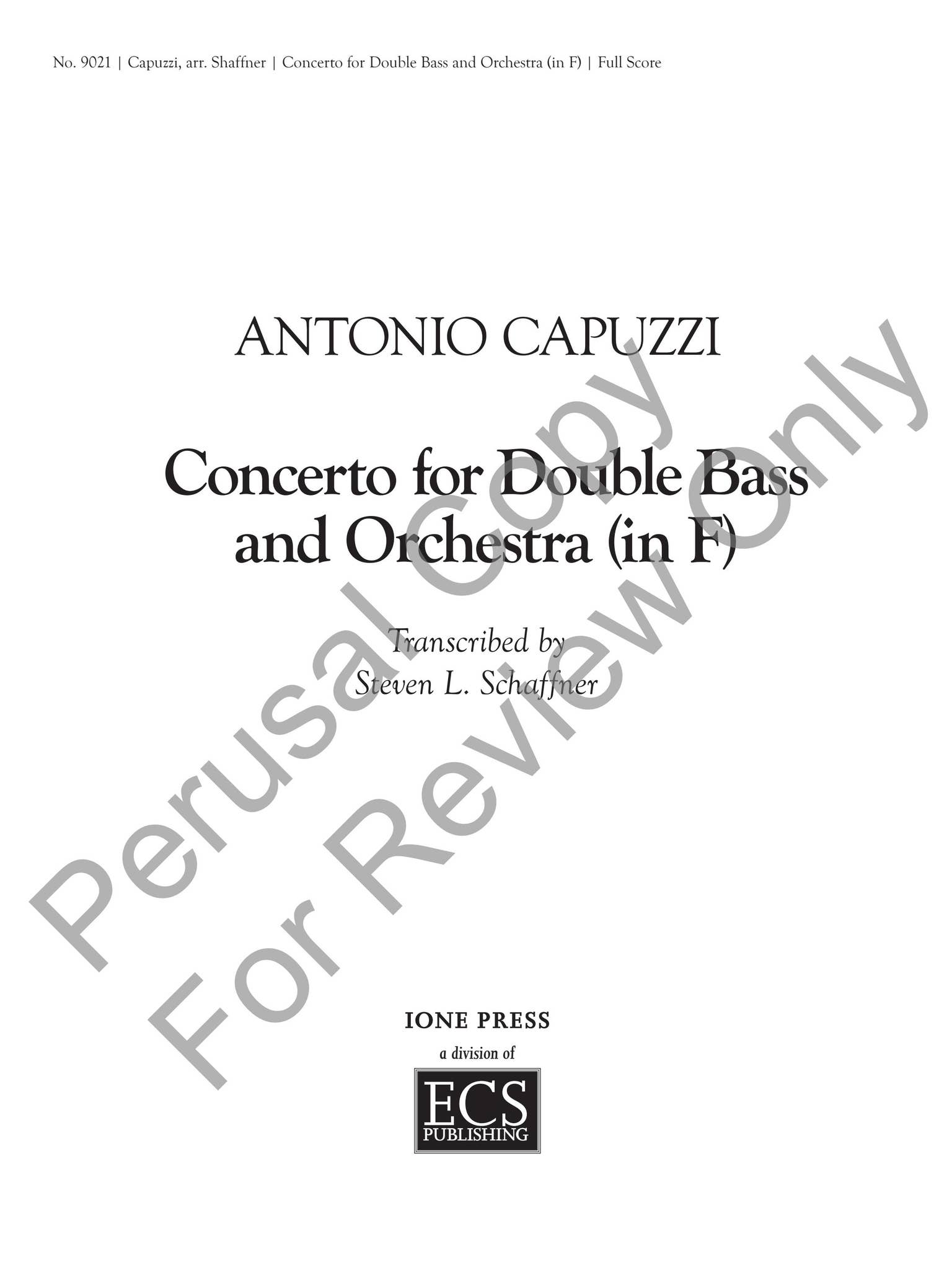 Concerto for Double Bass and Orchestra - Capuzzi - Full Score by ECS Publishing Group - Issuu