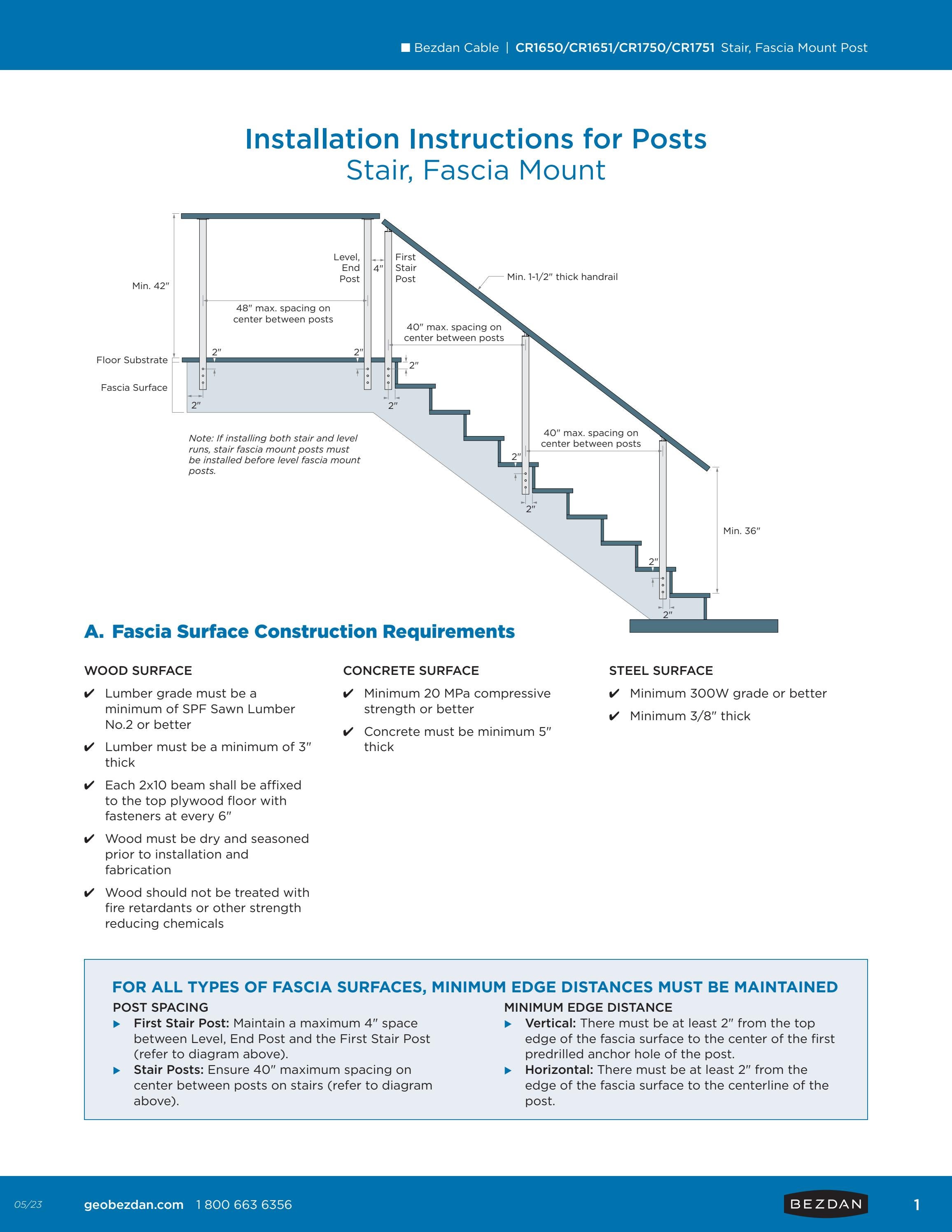 Bezdan Cable Fascia Mount Installation Guide, Stairs and Level (English ...