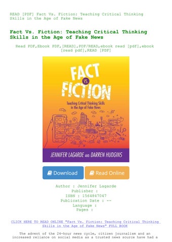 READ [PDF] Fact Vs. Fiction Teaching Critical Thinking Skills in the ...
