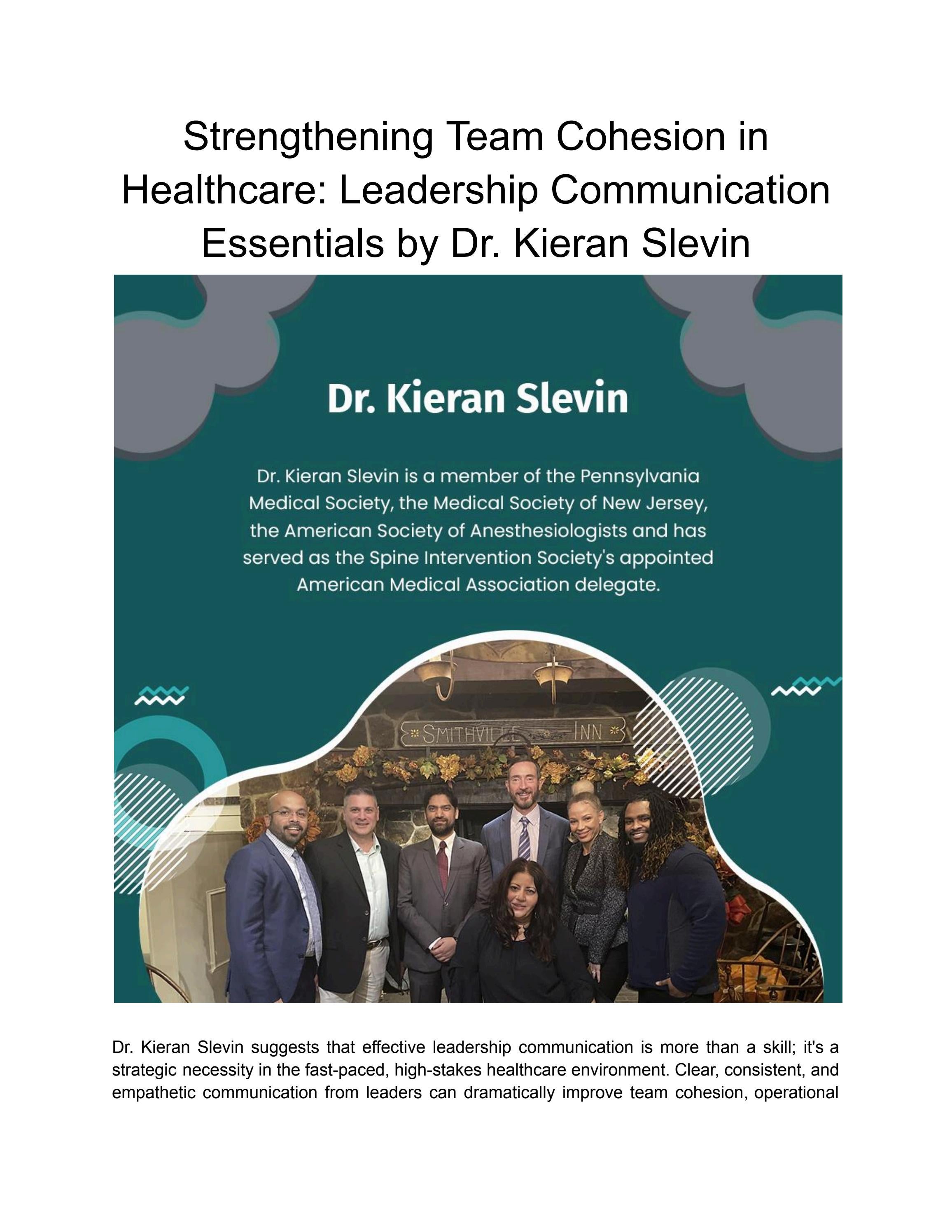 Strengthening Team Cohesion in Healthcare: Leadership Communication ...