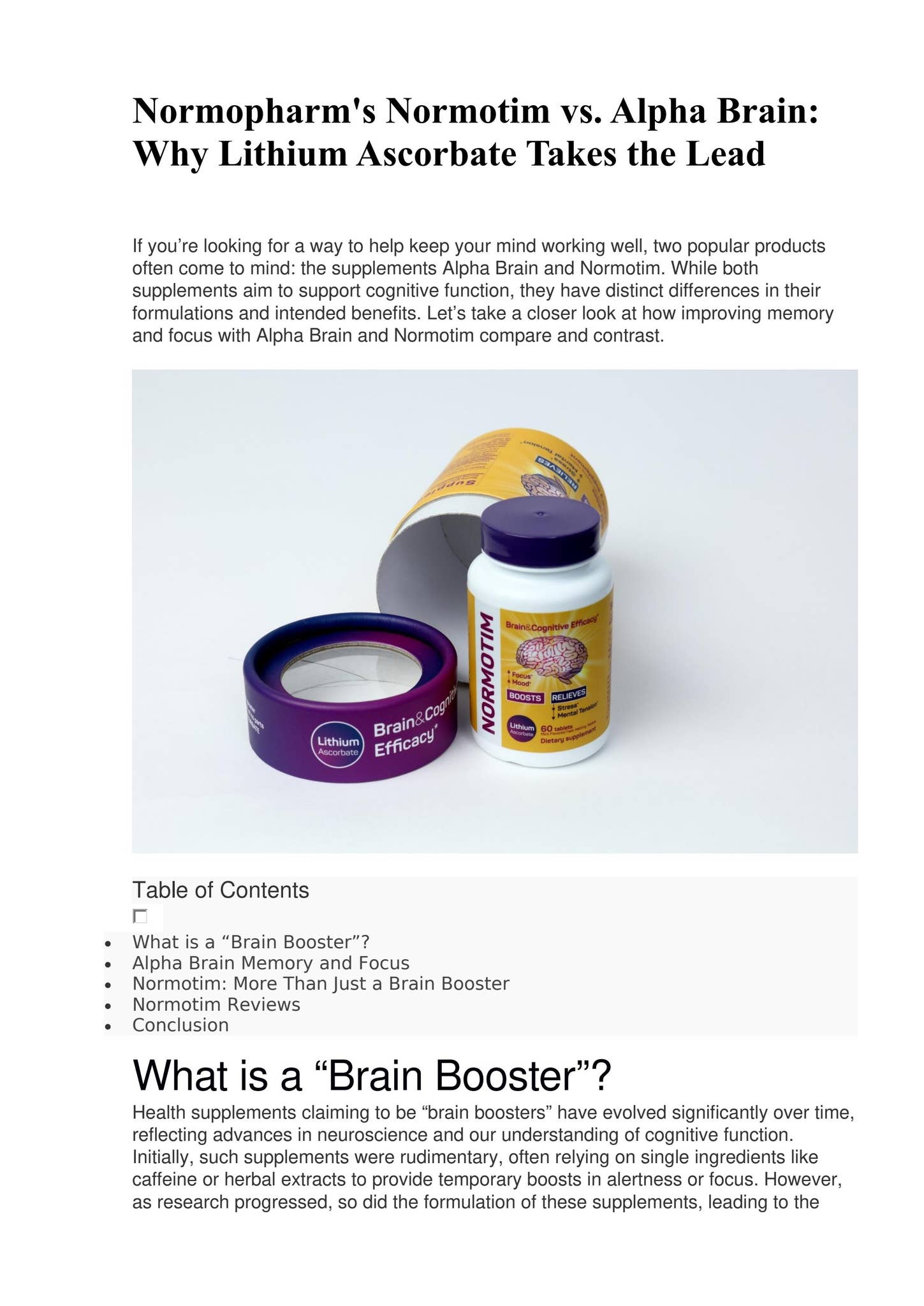 Normopharm's Normotim vs. Alpha Brain: Why Lithium Ascorbate Takes the ...