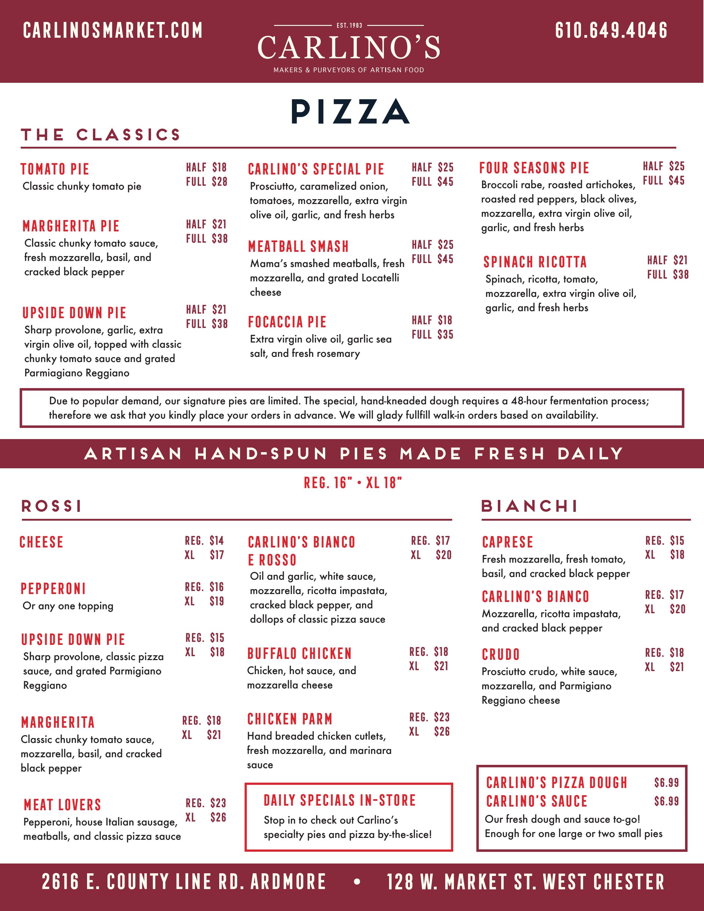 Carlino's Pizza Menu by CarlinosMarket - Issuu