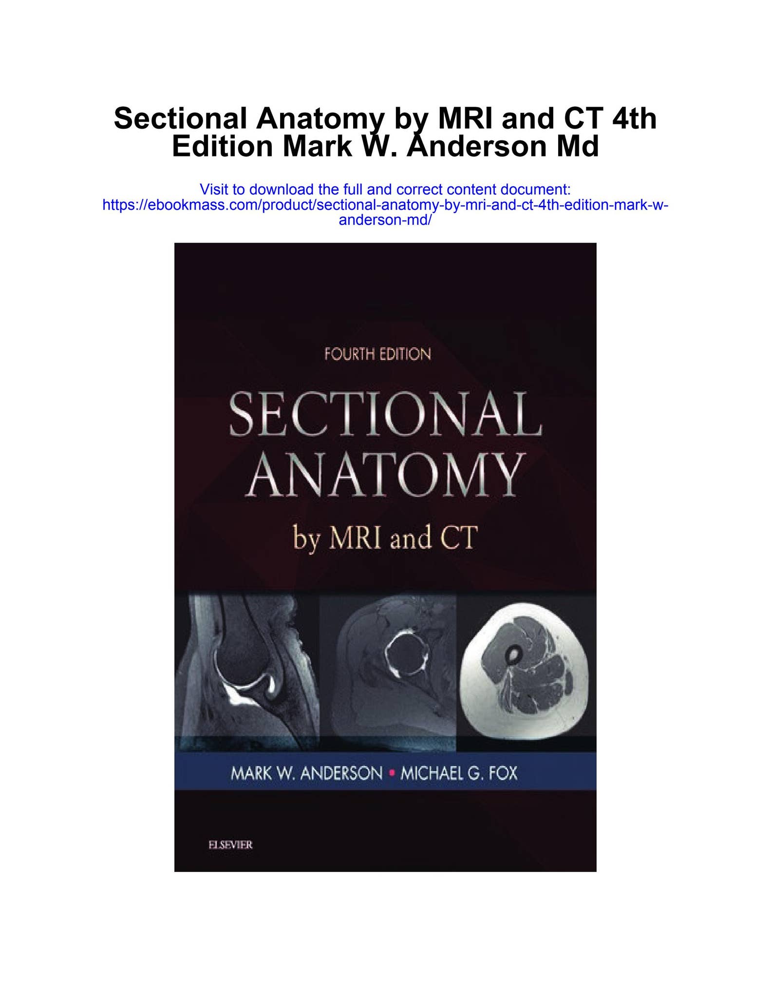 Sectional anatomy by mri and ct 4th edition mark w anderson md by ada ...