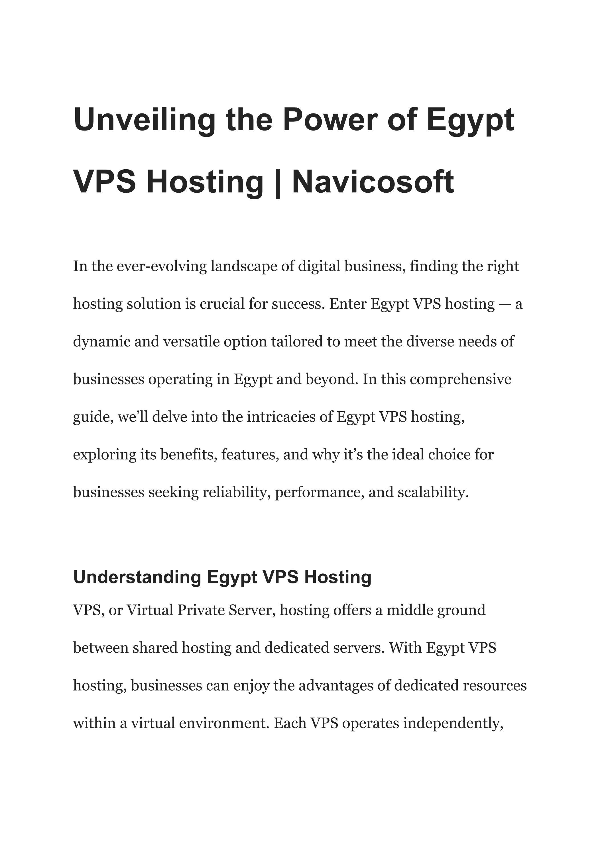 Unveiling the Power of Egypt VPS Hosting | Navicosoft by Green Lyon - Issuu