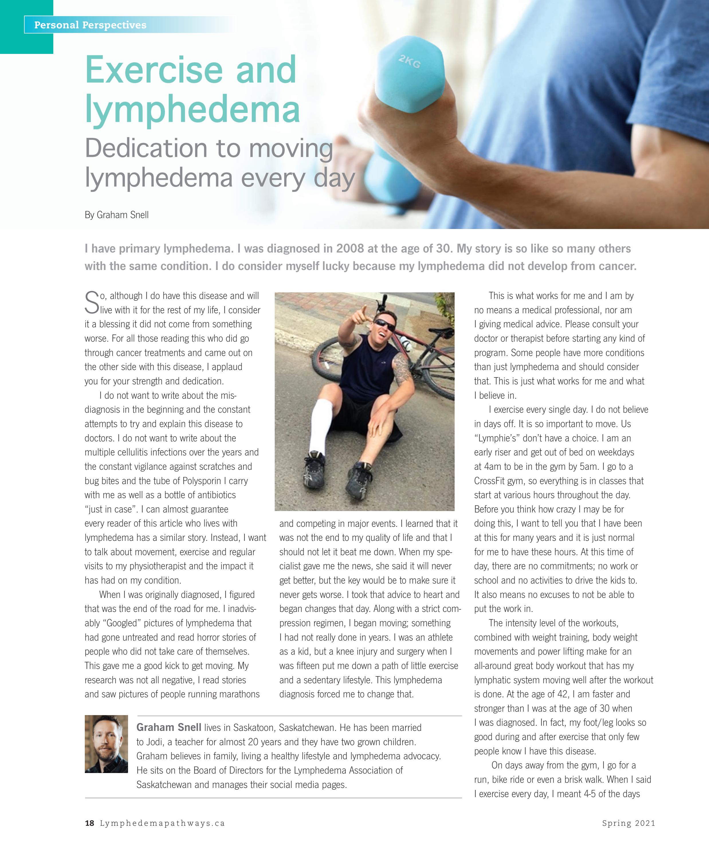 Exercise and lymphedema. Dedication to moving lymphedema every day. G, Snell. Spring 2021. by ...