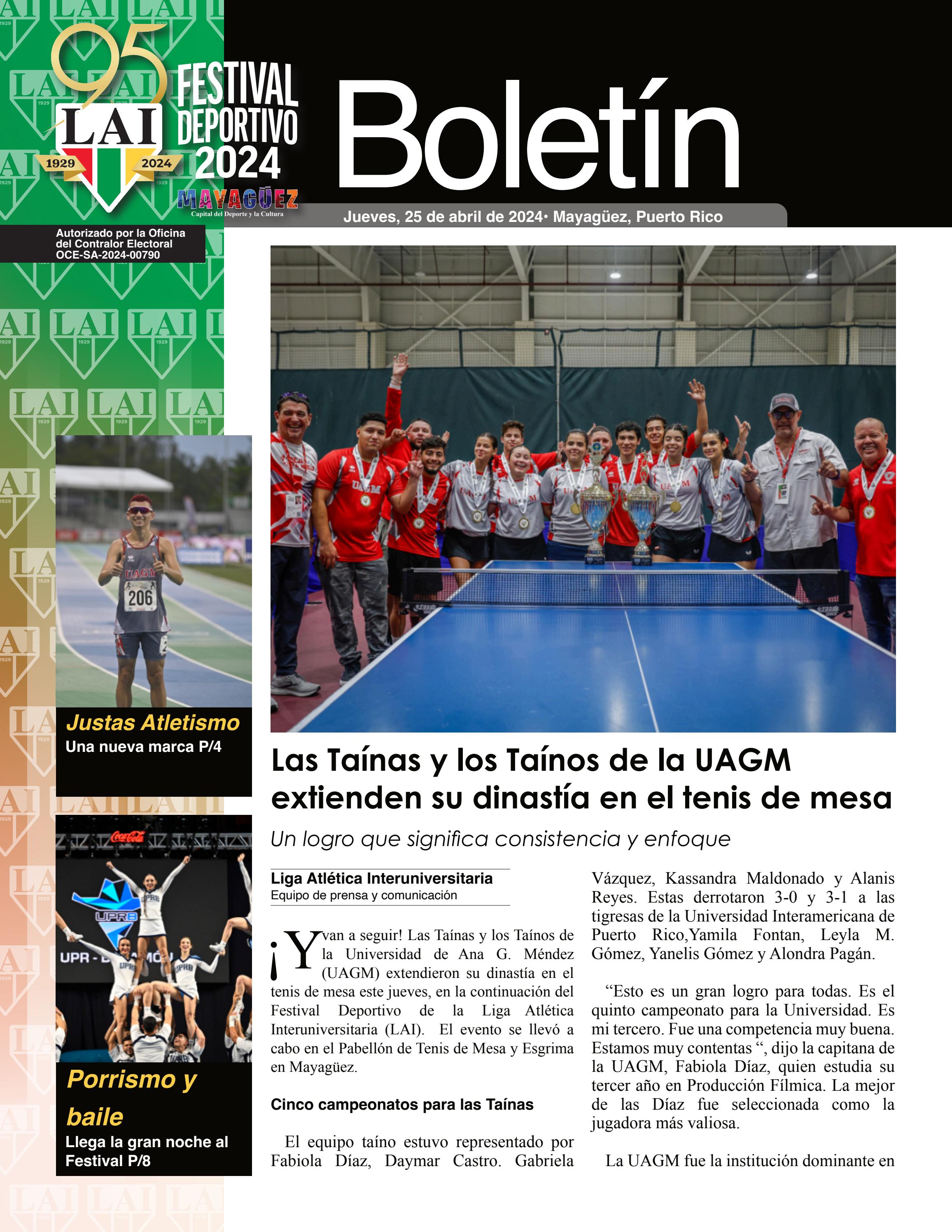 Vol. 10 Boletín Festival Deportivo LAI 2024 by LAI.PR - Issuu