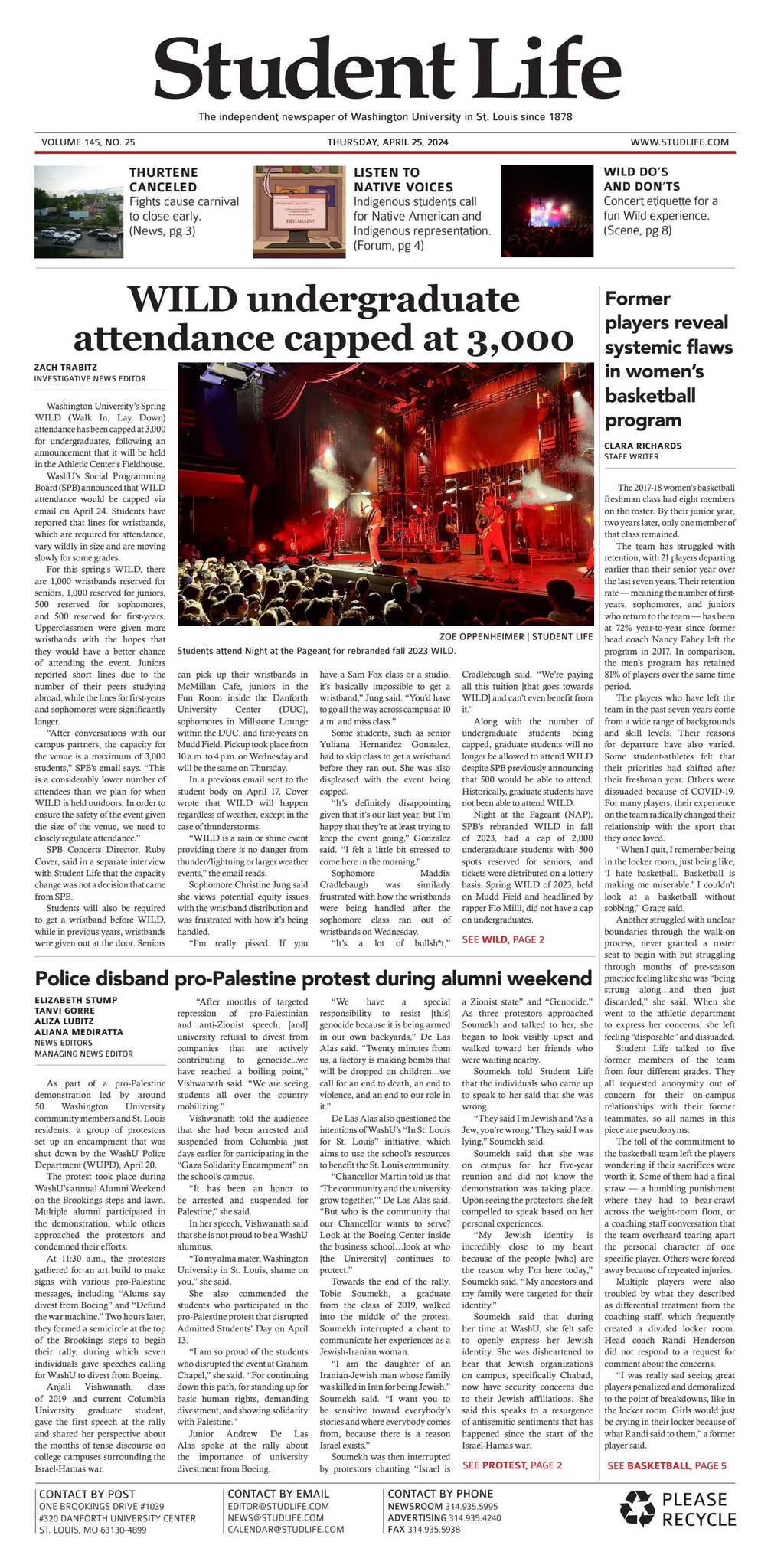 April 25, 2024 Student Life Newspaper, Washington University in St ...