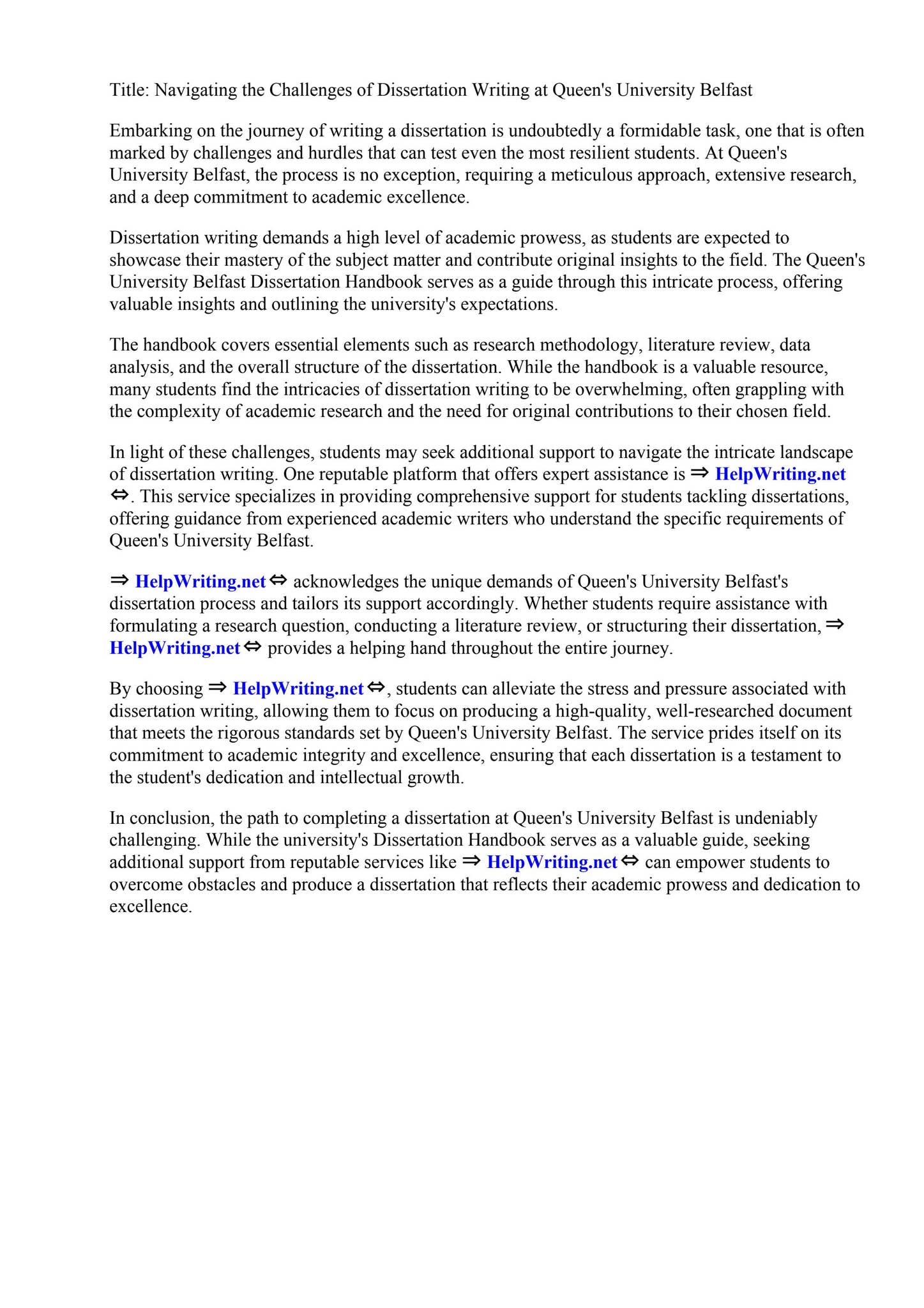 Queens University Belfast Dissertation Handbook by Heidi Myers - Issuu