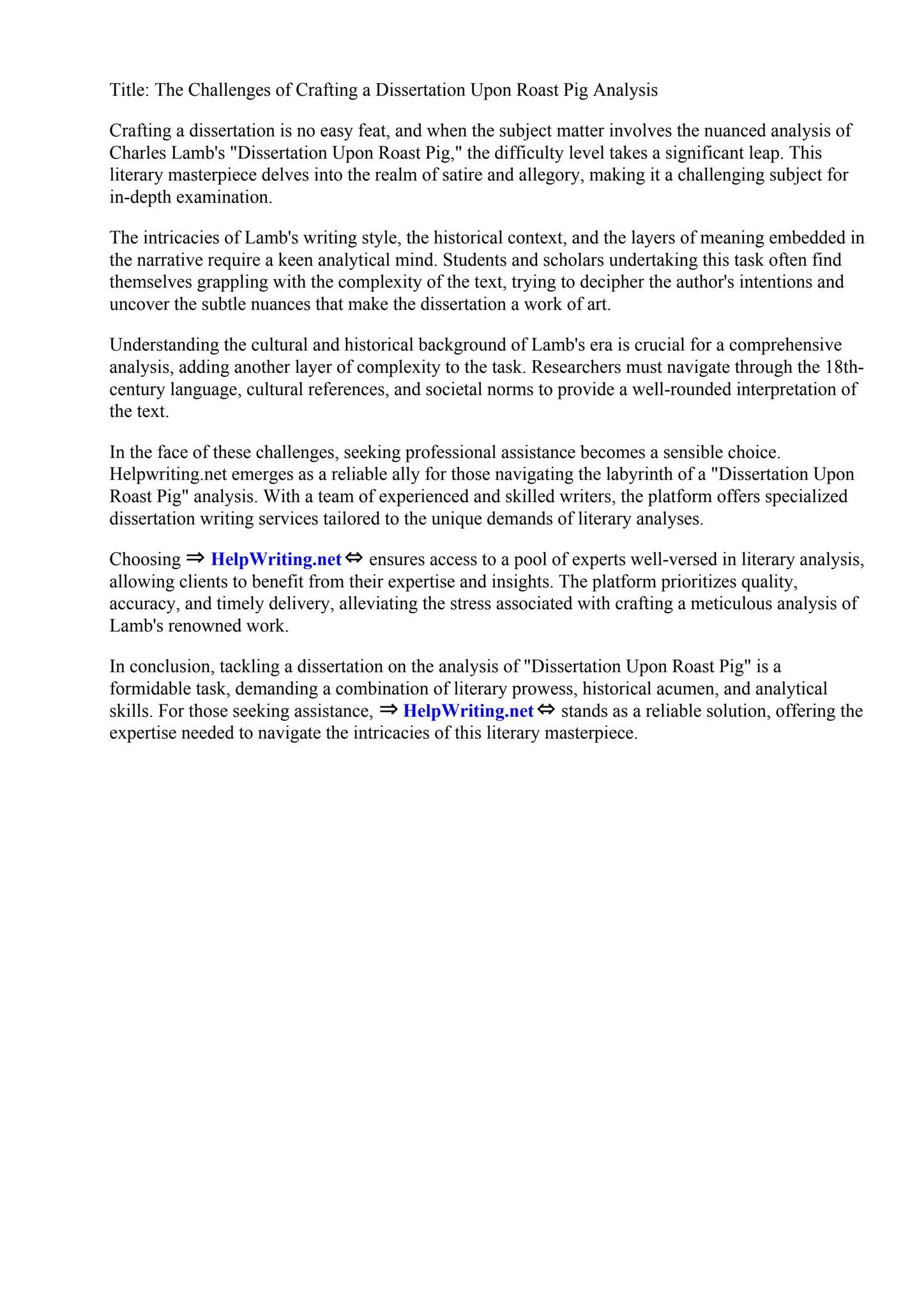 Dissertation Upon Roast Pig Analysis by Mary Seo - Issuu