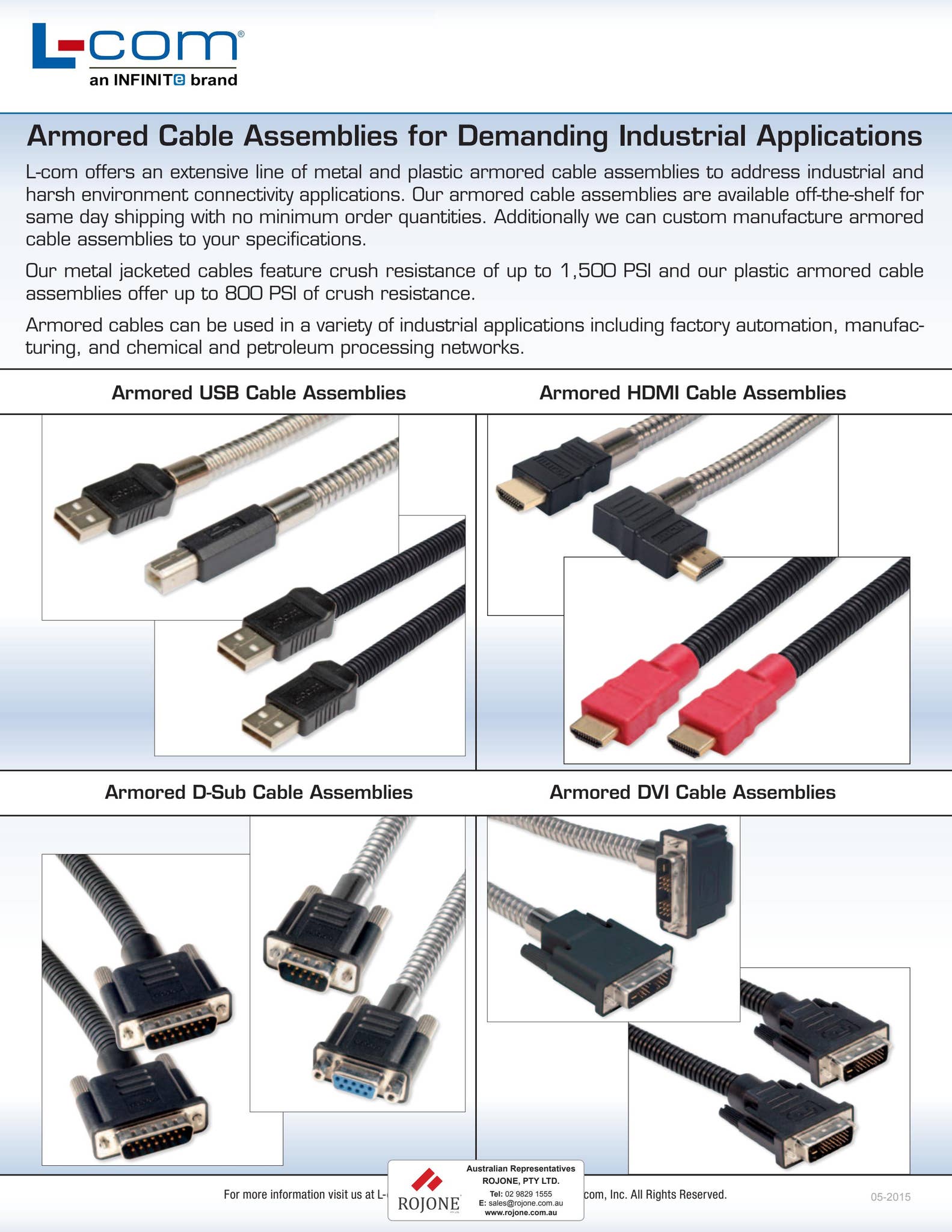 L-Com Armoured Cable Assemblies Catalogue by Rojone Pty Ltd - Issuu