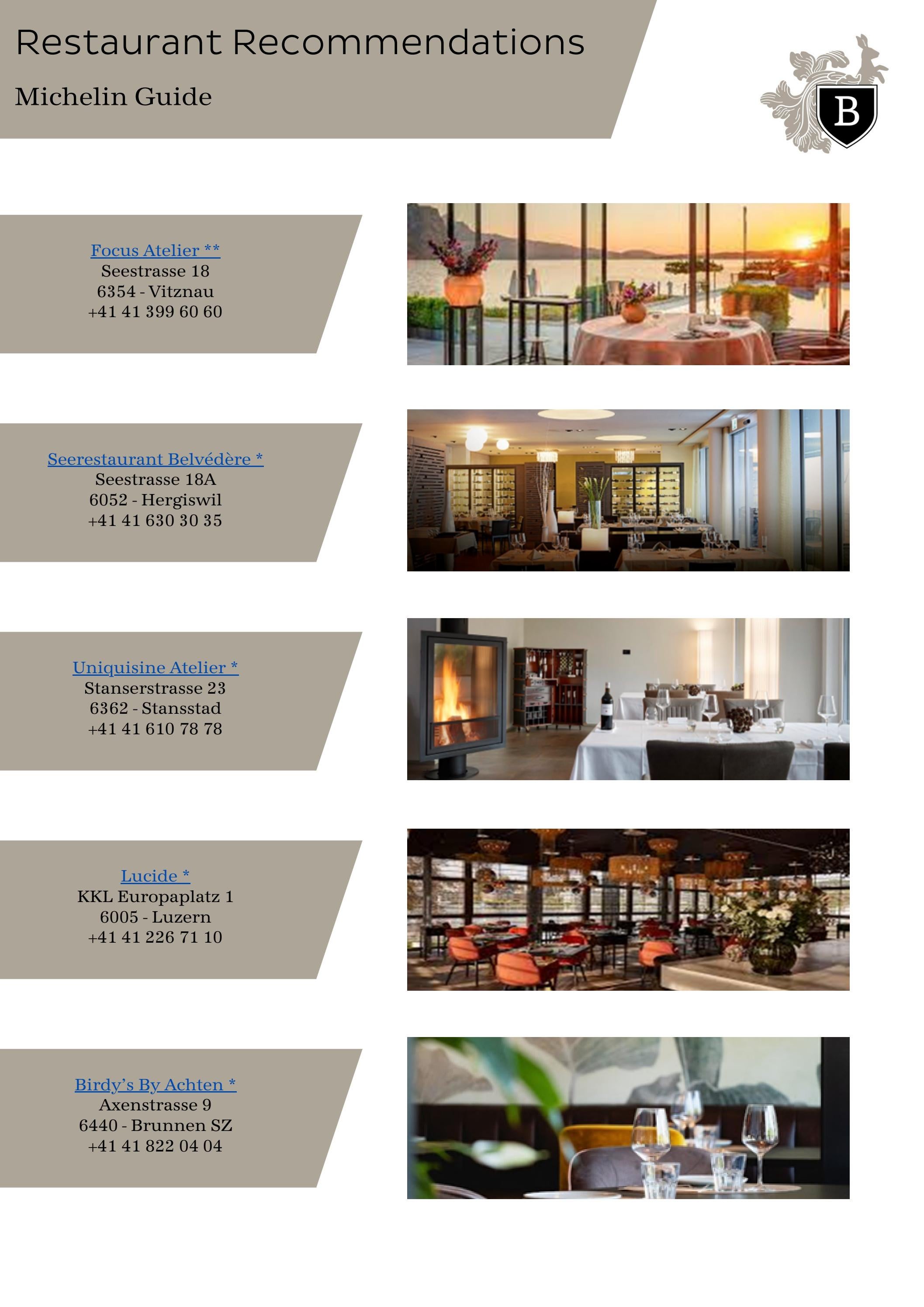 "Michelin Guide" - Concierge Recommendations by The Bürgenstock ...
