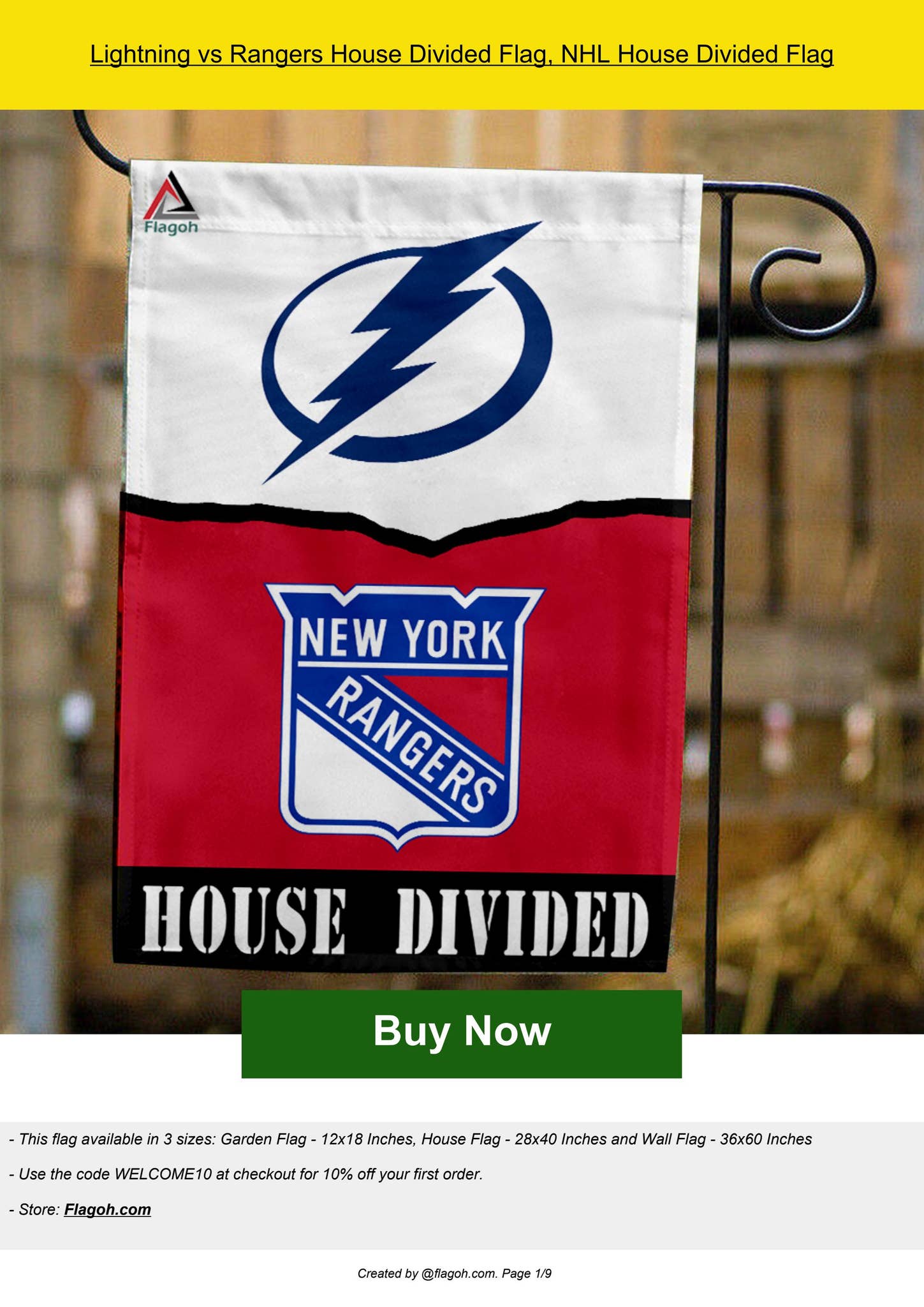 Lightning vs Rangers House Divided Flag, NHL House Divided Flag by ...