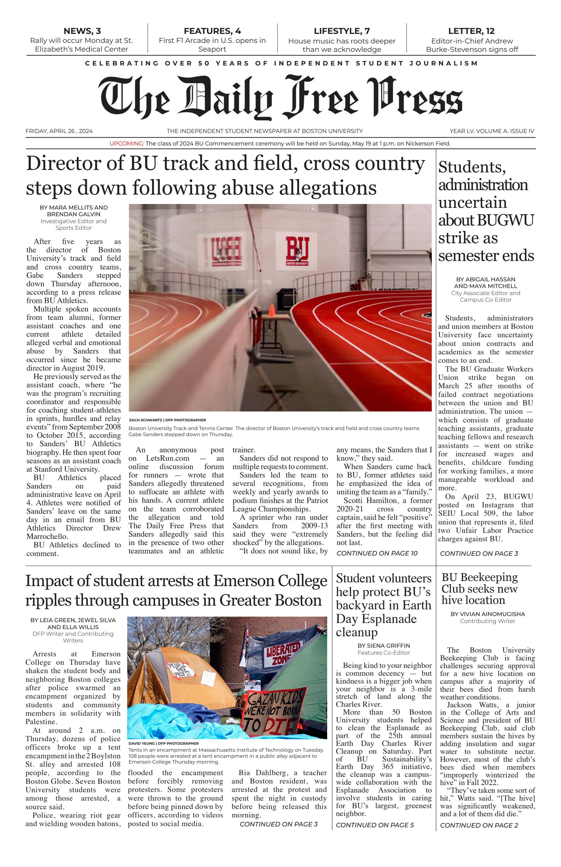 4-26-2024 Print Edition by The Daily Free Press - Issuu