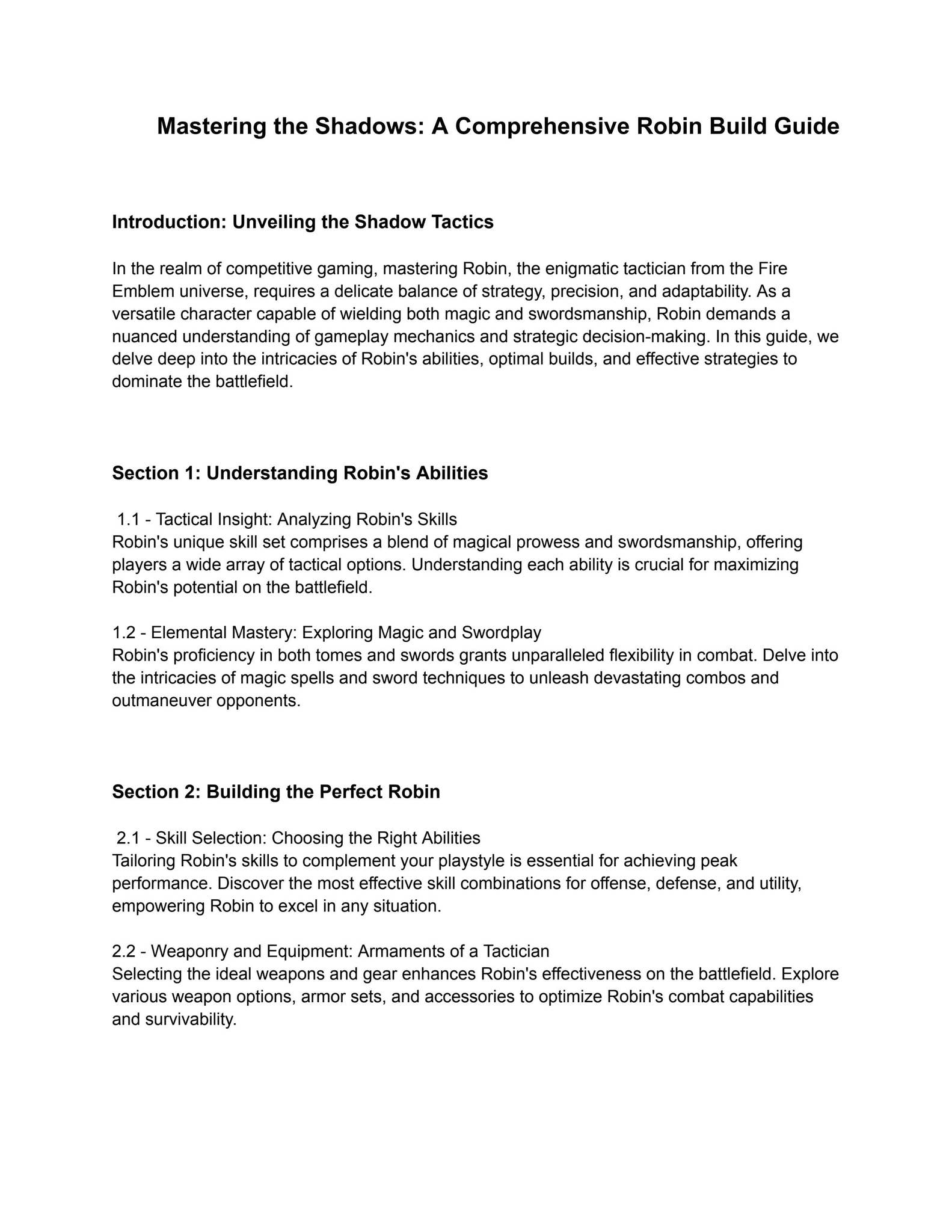 Mastering Robin: A Comprehensive Build Guide for Success in Every ...