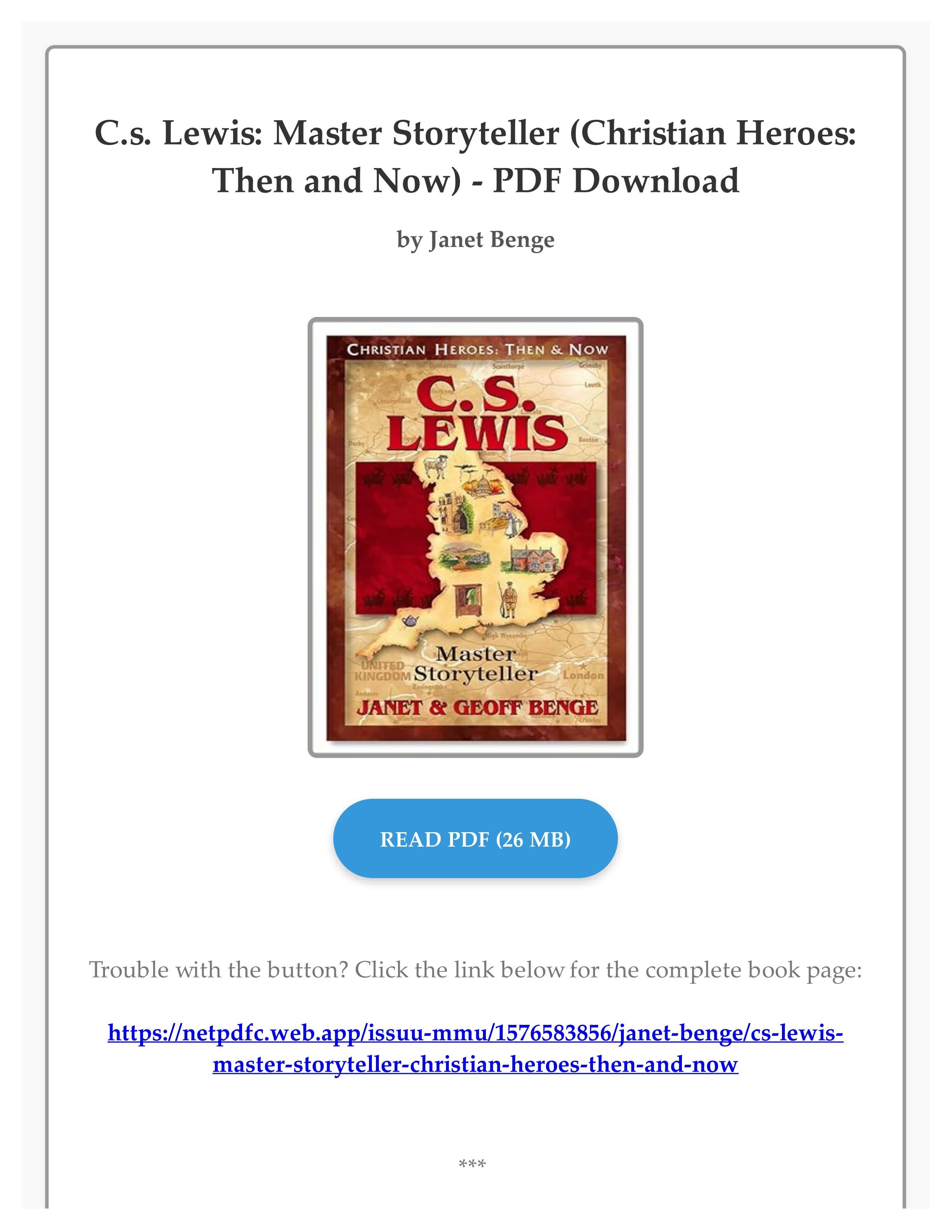 Ebook C.s. Lewis: Master Storyteller (Christian Heroes: Then and Now ...