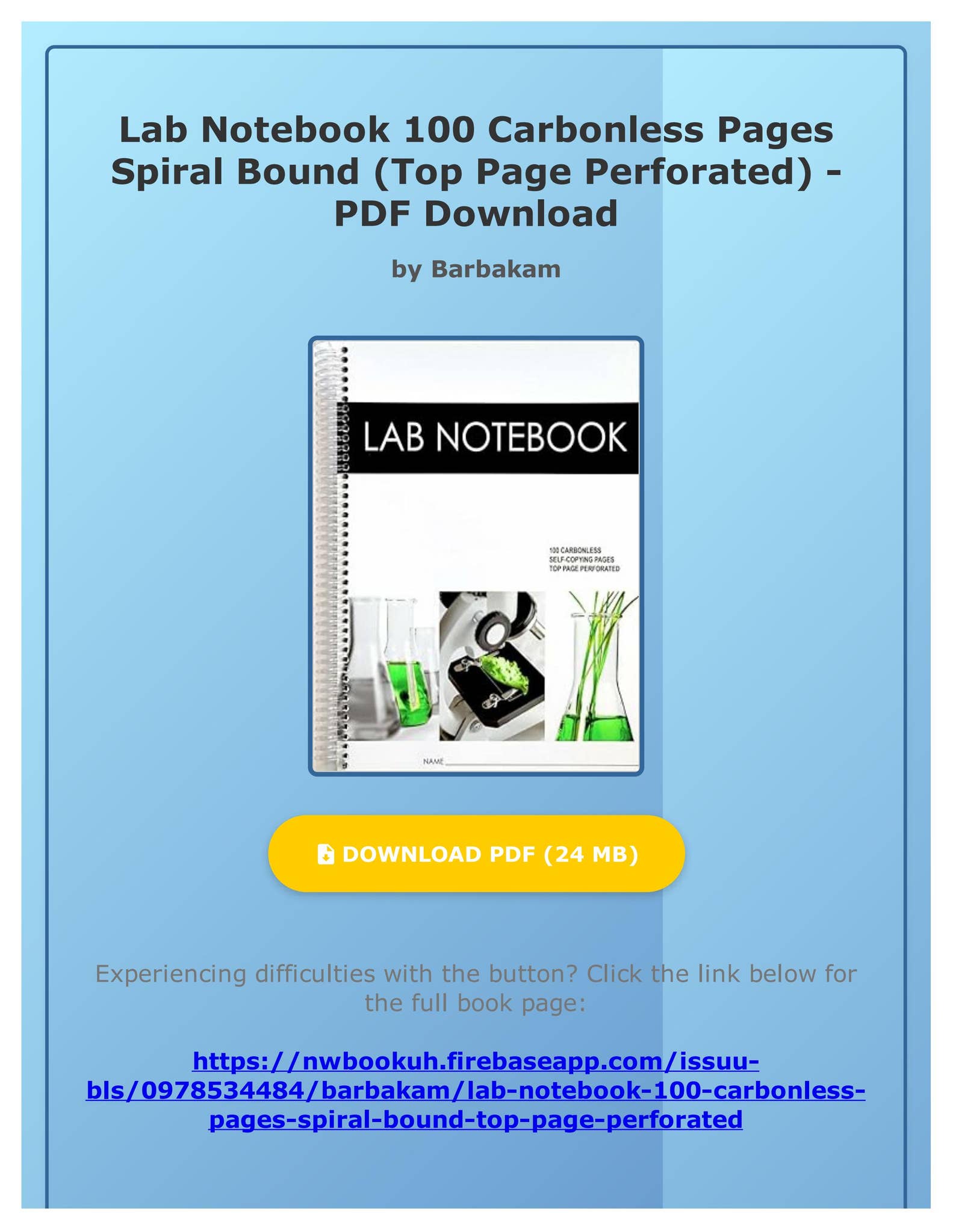 Ebook PDF Lab Notebook 100 Carbonless Pages Spiral Bound (Top Page ...