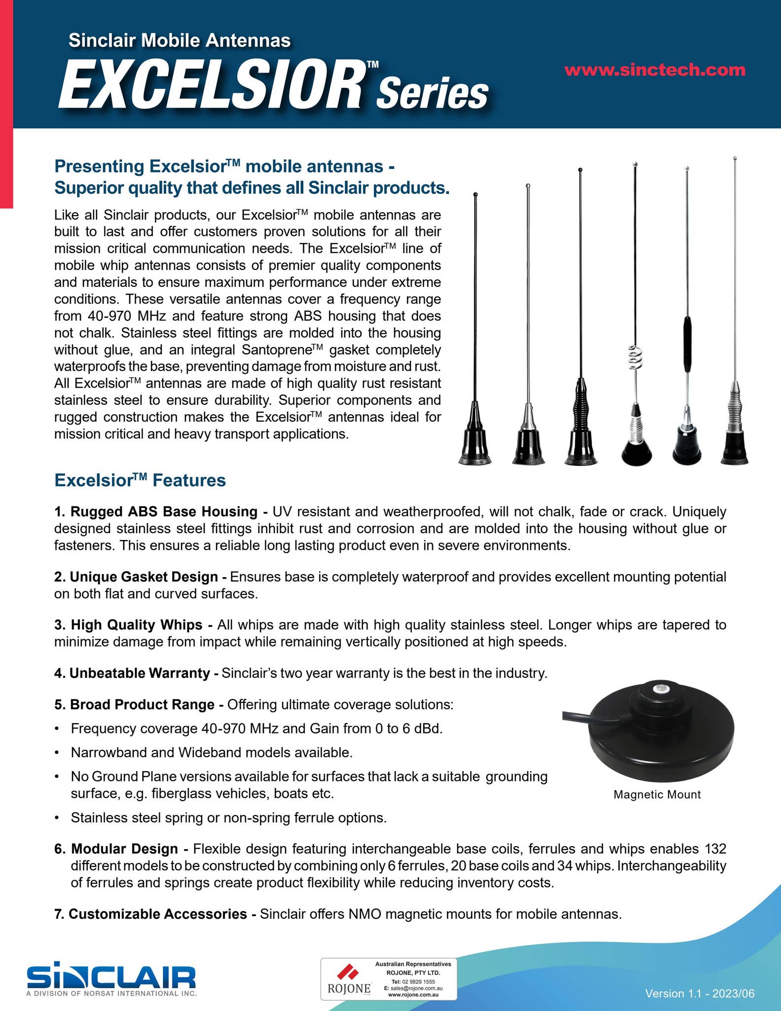 Sinclair Technologies Excelsior Series (Mobile Antennas) by Rojone Pty ...