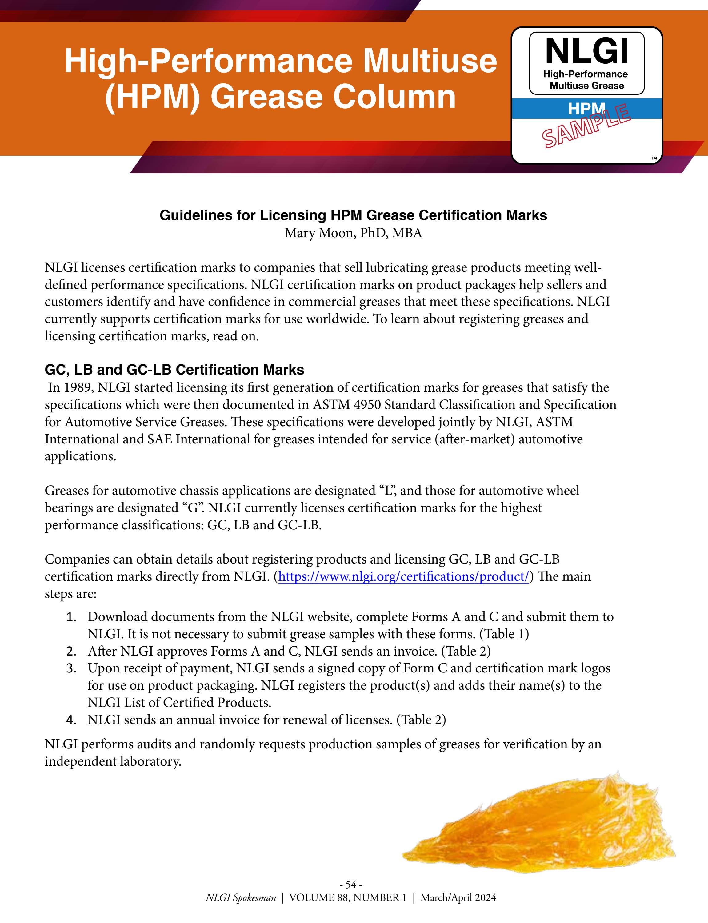 Guidelines for Licensing HPM Grease Certification Marks by NLGI - Issuu