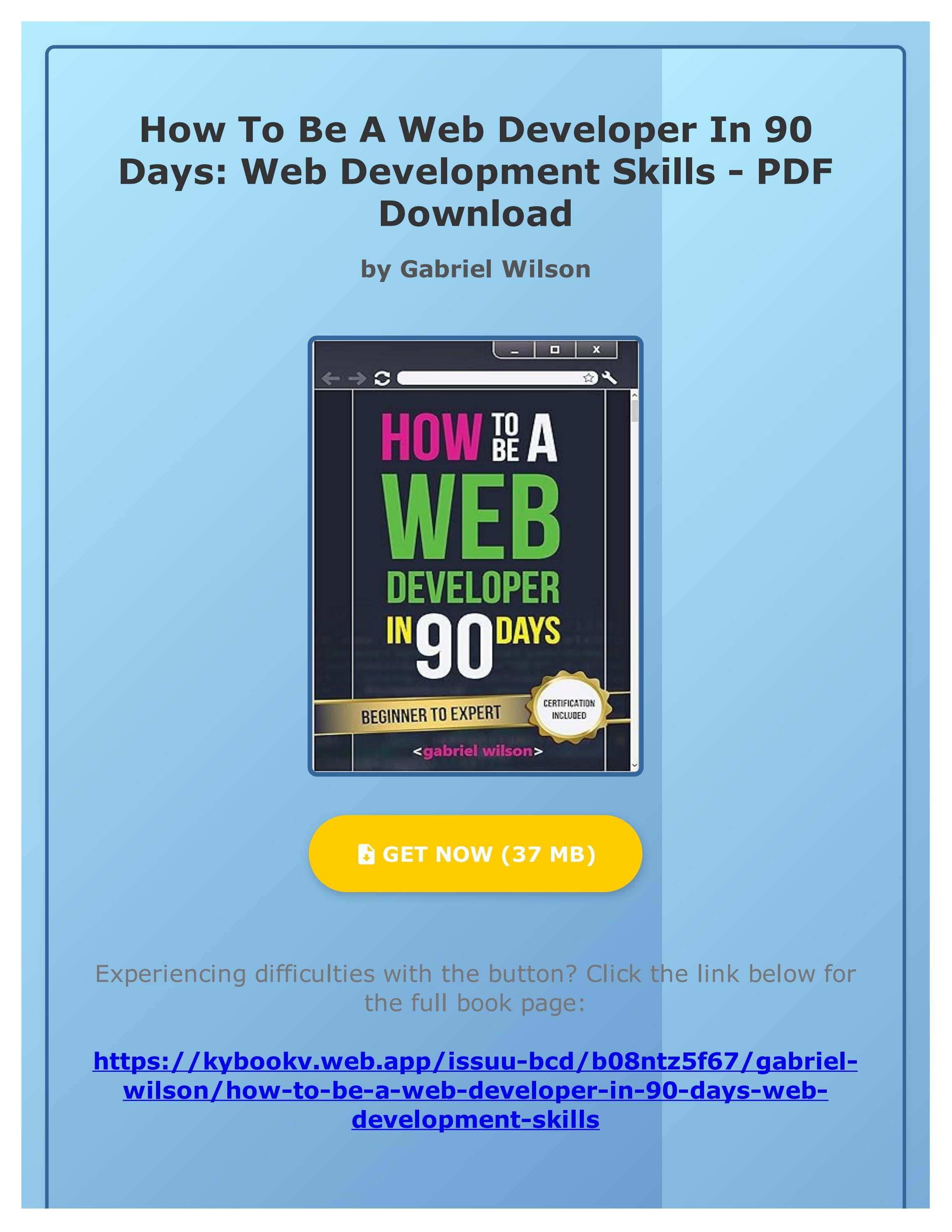 (PDF Free) How To Be A Web Developer In 90 Days: Web Development Skills ...