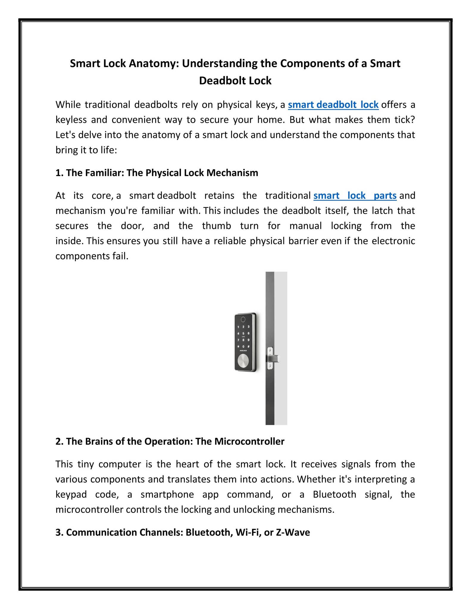 Smart Lock Anatomy: Understanding the Components of a Smart Deadbolt ...
