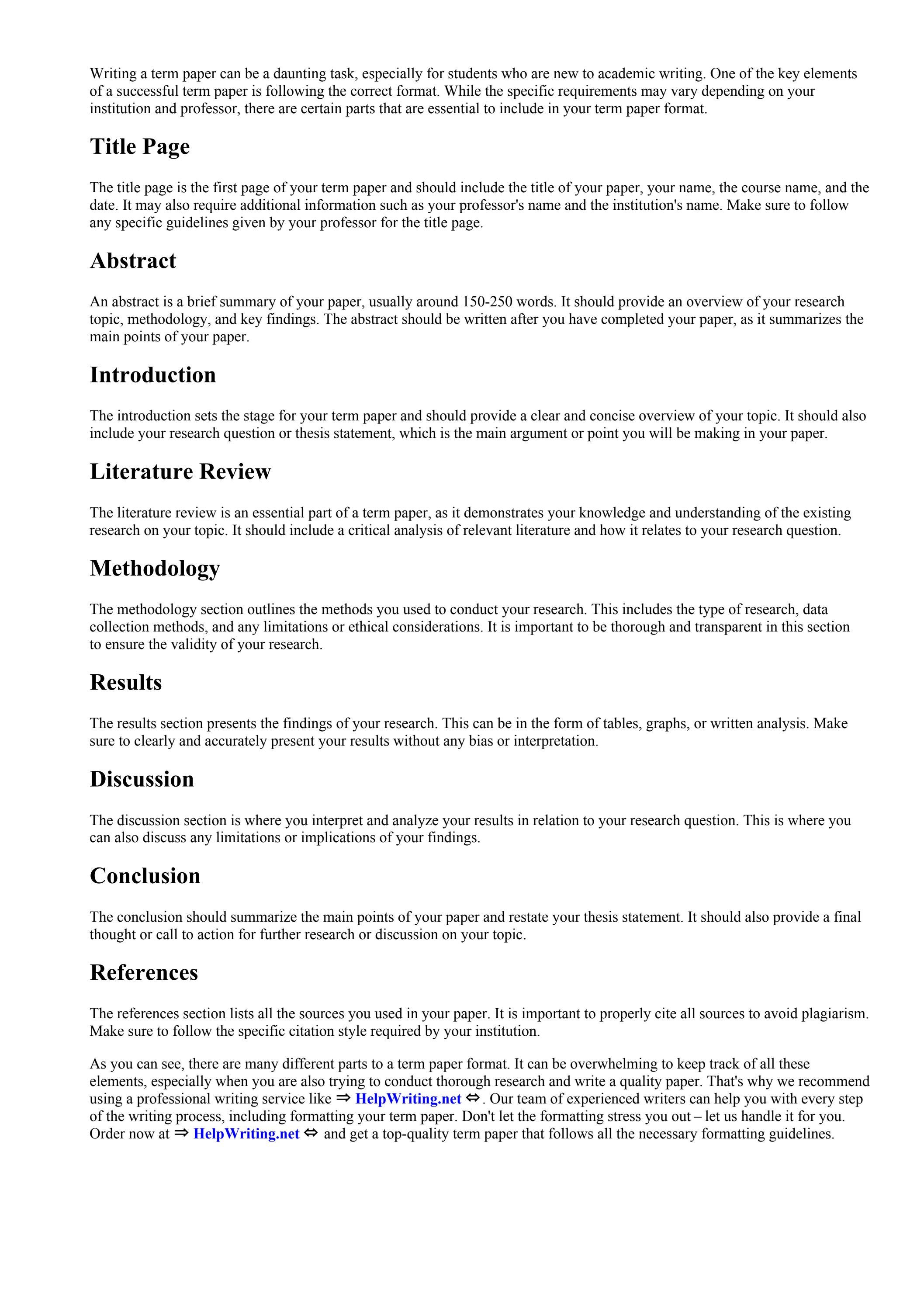 Parts Of A Term Paper Format by Help For Students - Issuu