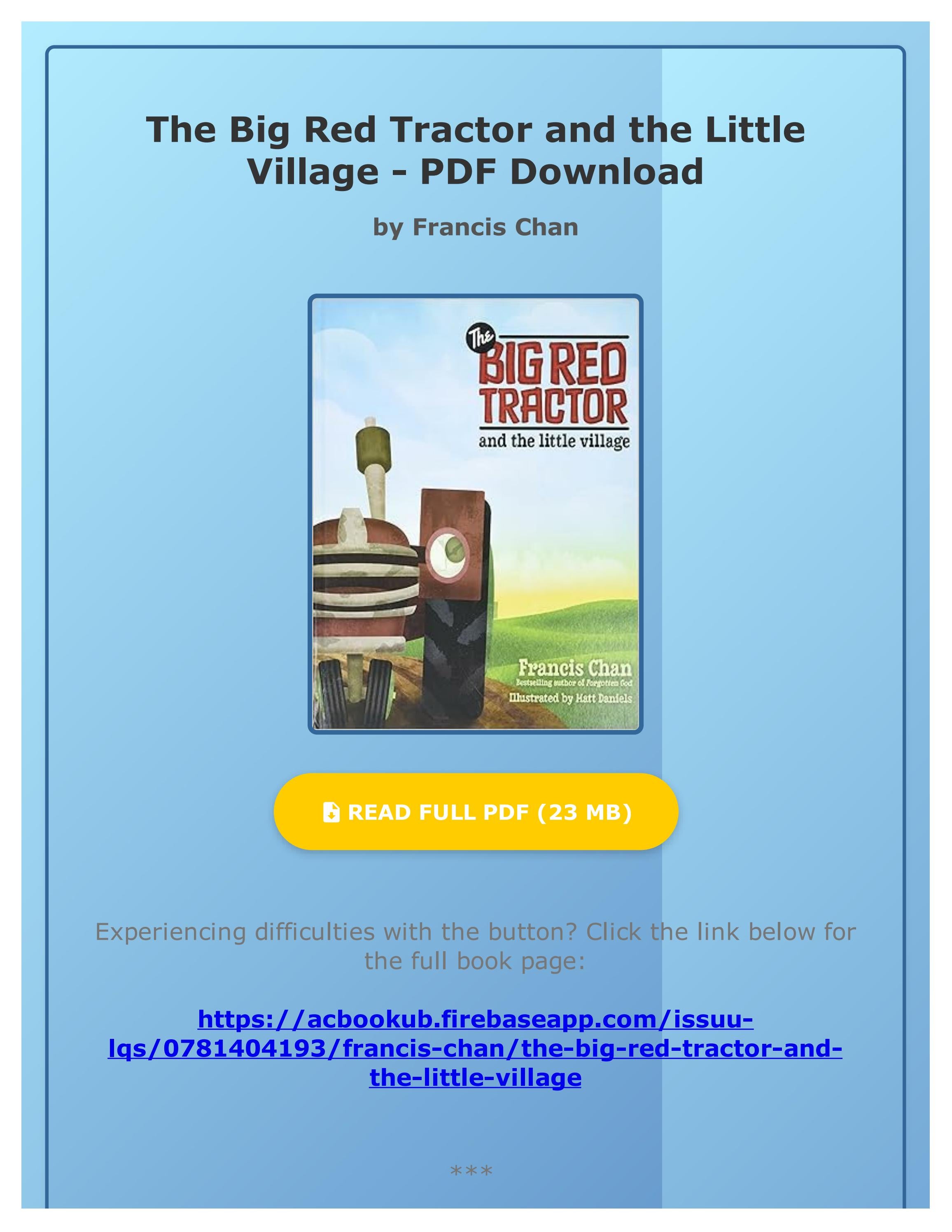 PDF Free The Big Red Tractor and the Little Village by Francis Chan by ...
