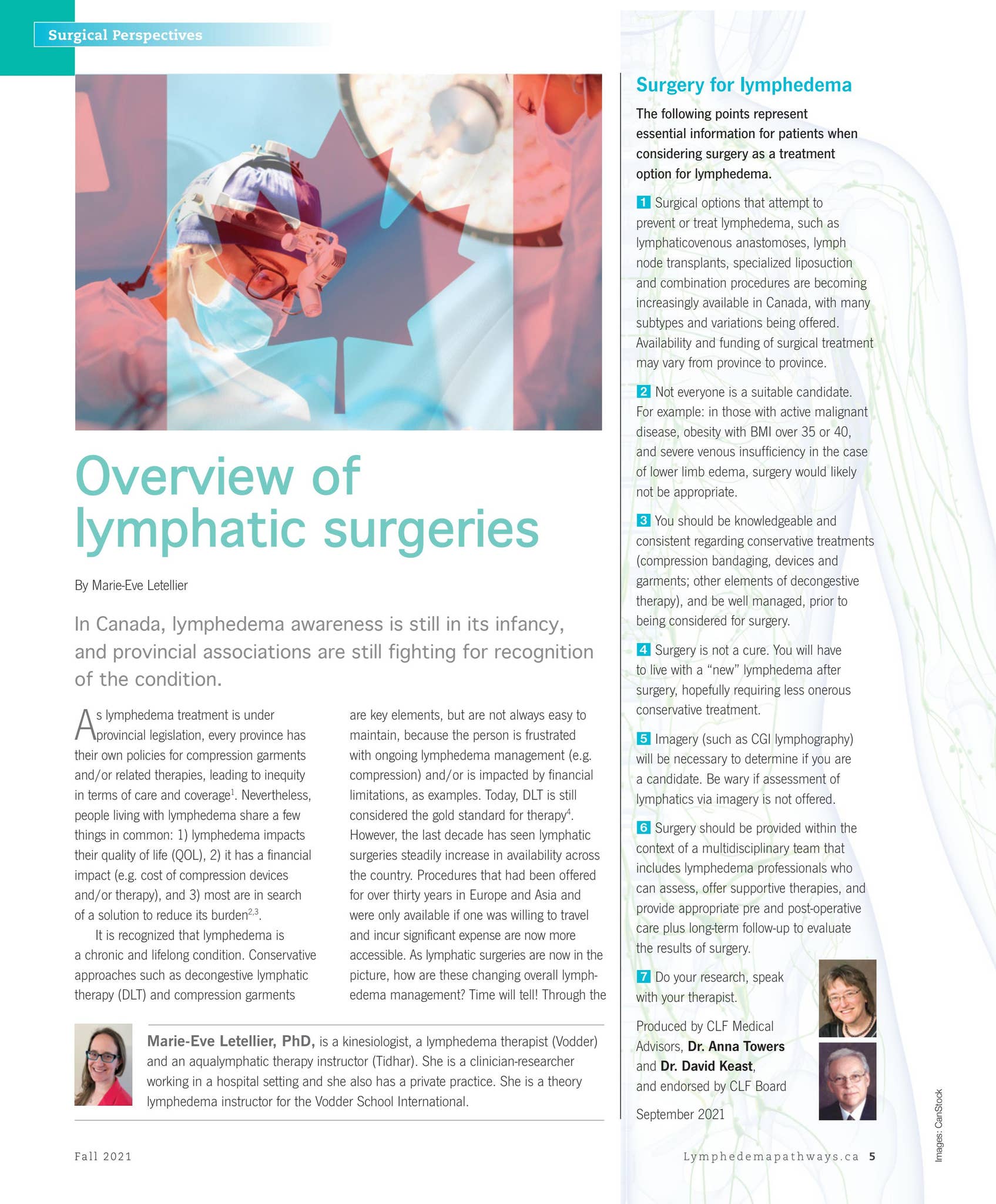 Overview of lymphatic surgeries by Canadian Lymphedema Framework - Issuu