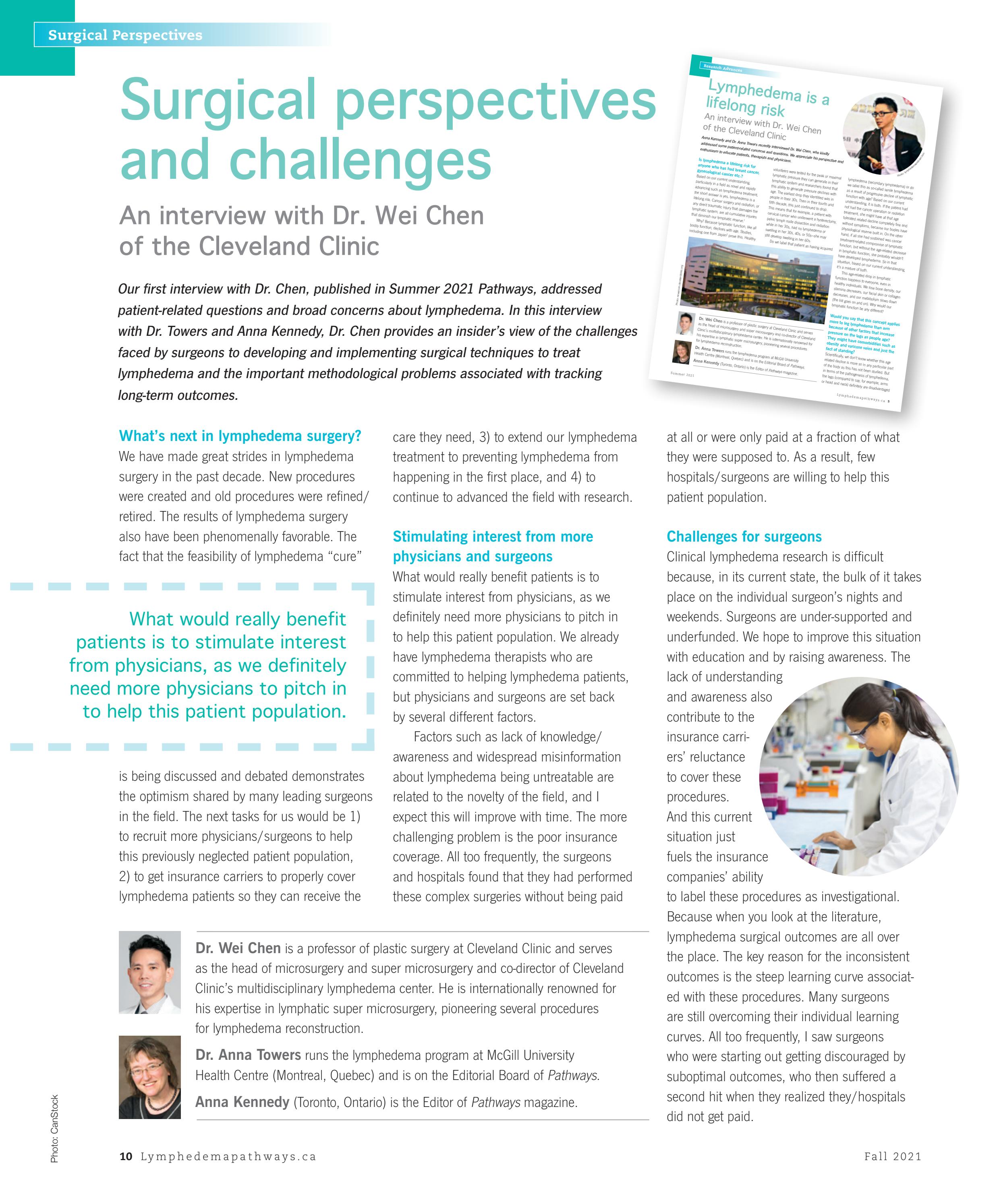 Surgical perspectives and challenges. An interview with Dr. Wei Chen of the Cleveland Clinic. by ...