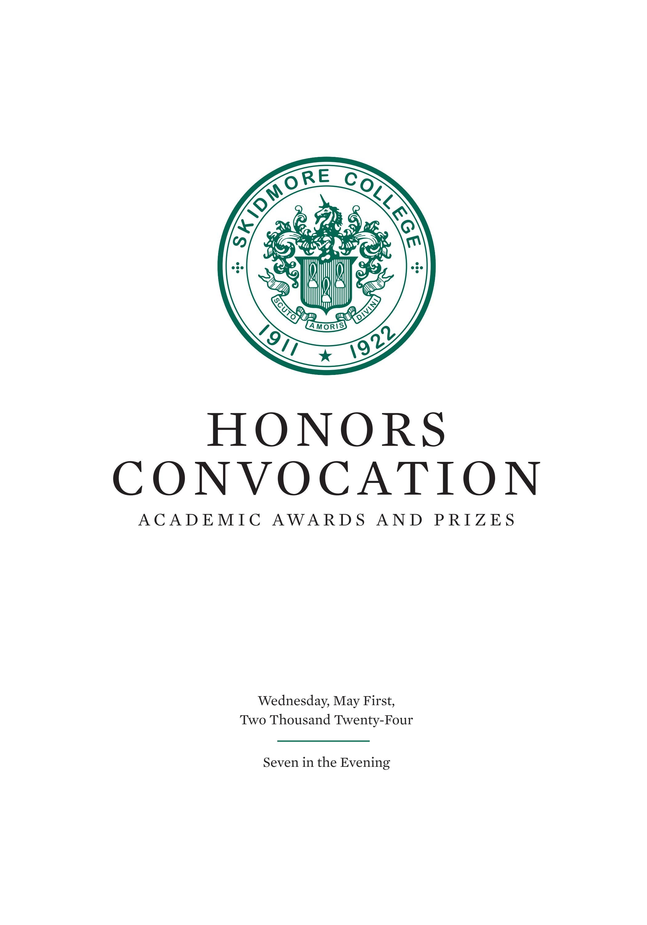 Skidmore Honors Convocation Program 2024 by Skidmore College - Issuu