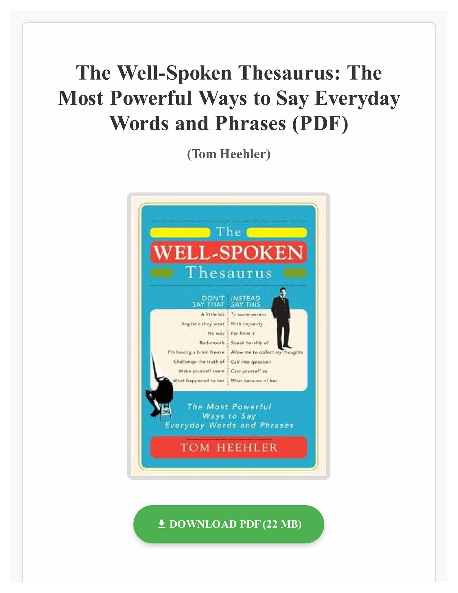 Free PDF The Well-Spoken Thesaurus: The Most Powerful Ways to Say ...
