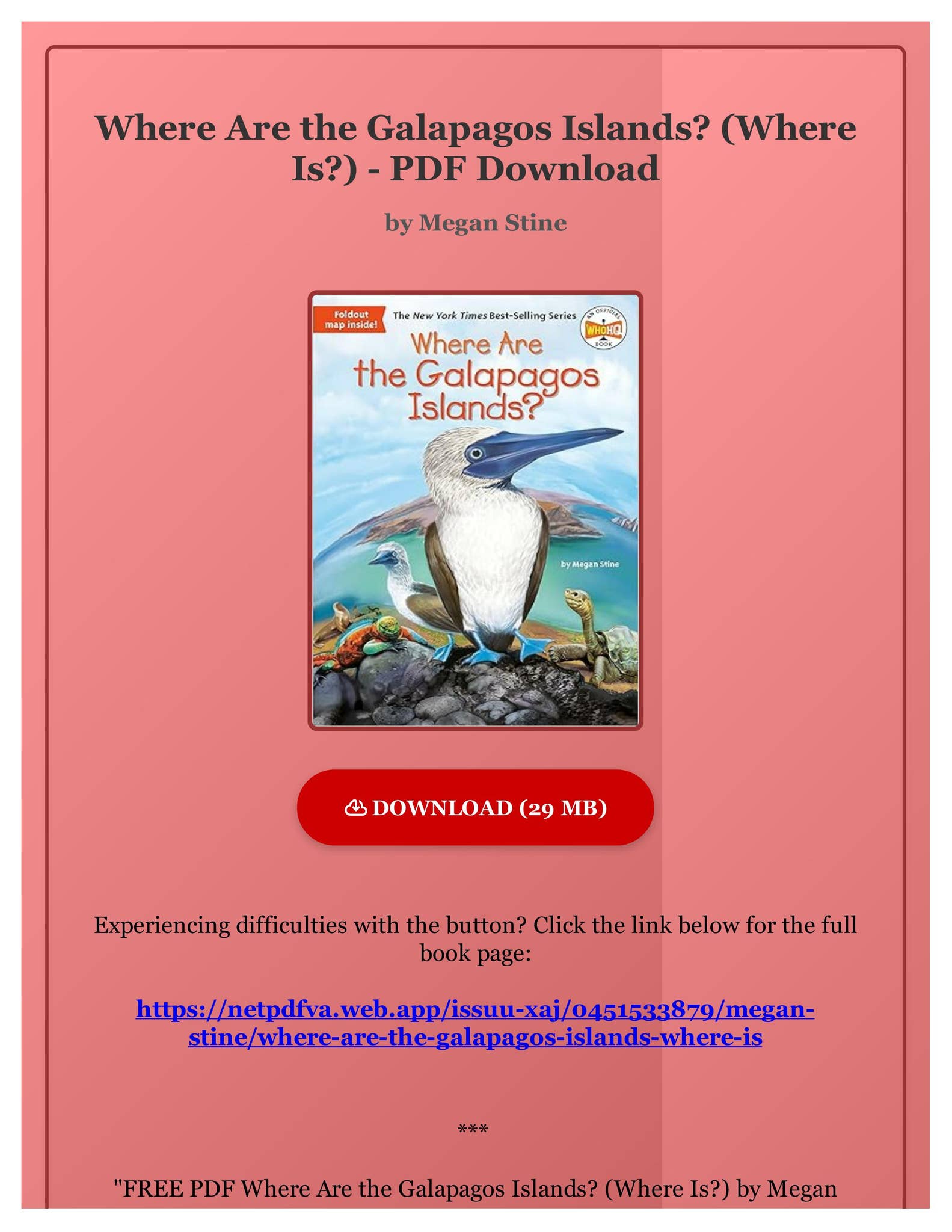 FREE PDF Where Are the Galapagos Islands? (Where Is?) by Megan Stine by ...