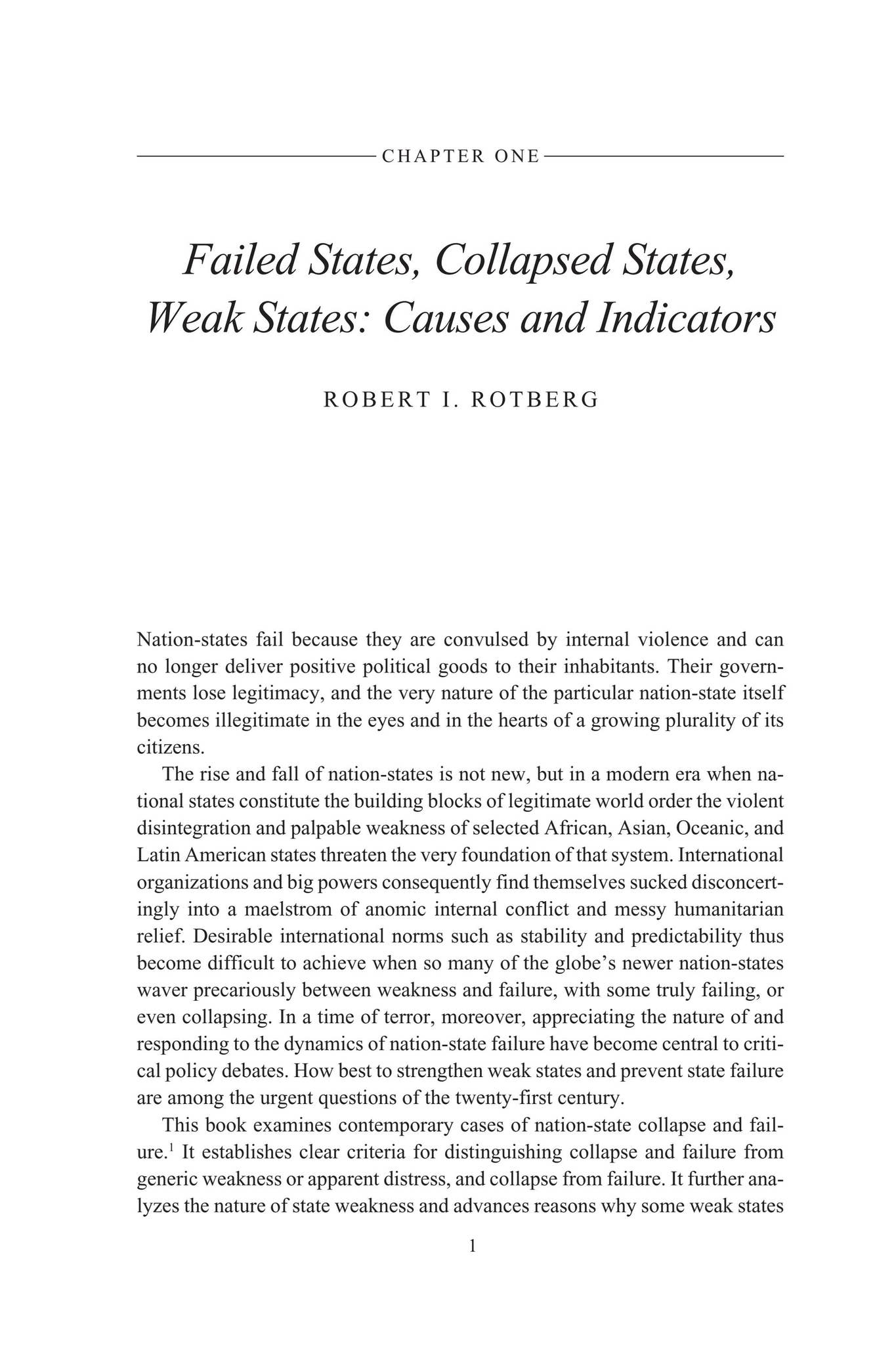 Failed States, Collapsed States, Weak States: Causes and Indicators by ...