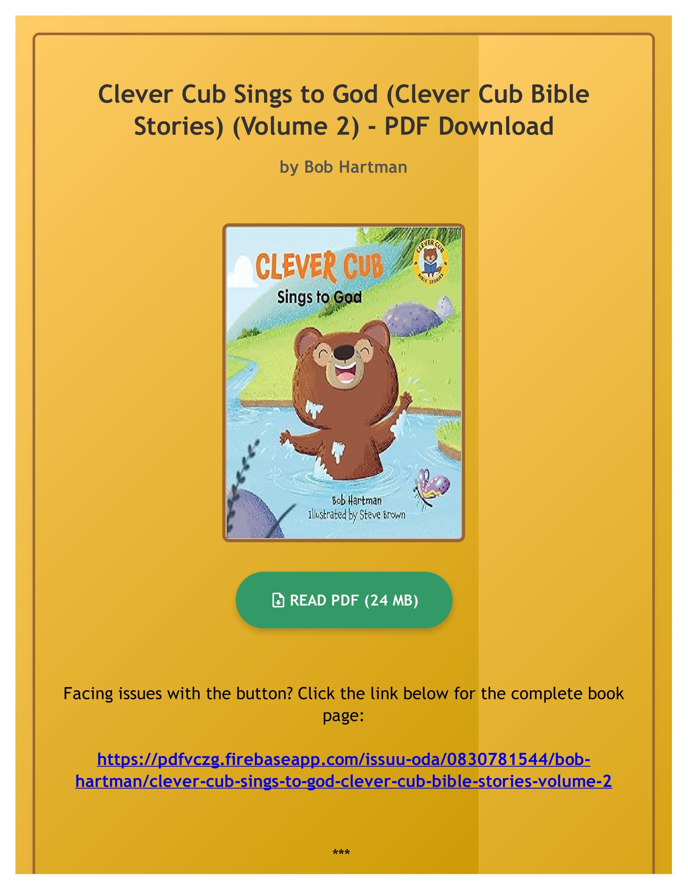 PDF Clever Cub Sings to God (Clever Cub Bible Stories) (Volume 2) by ...