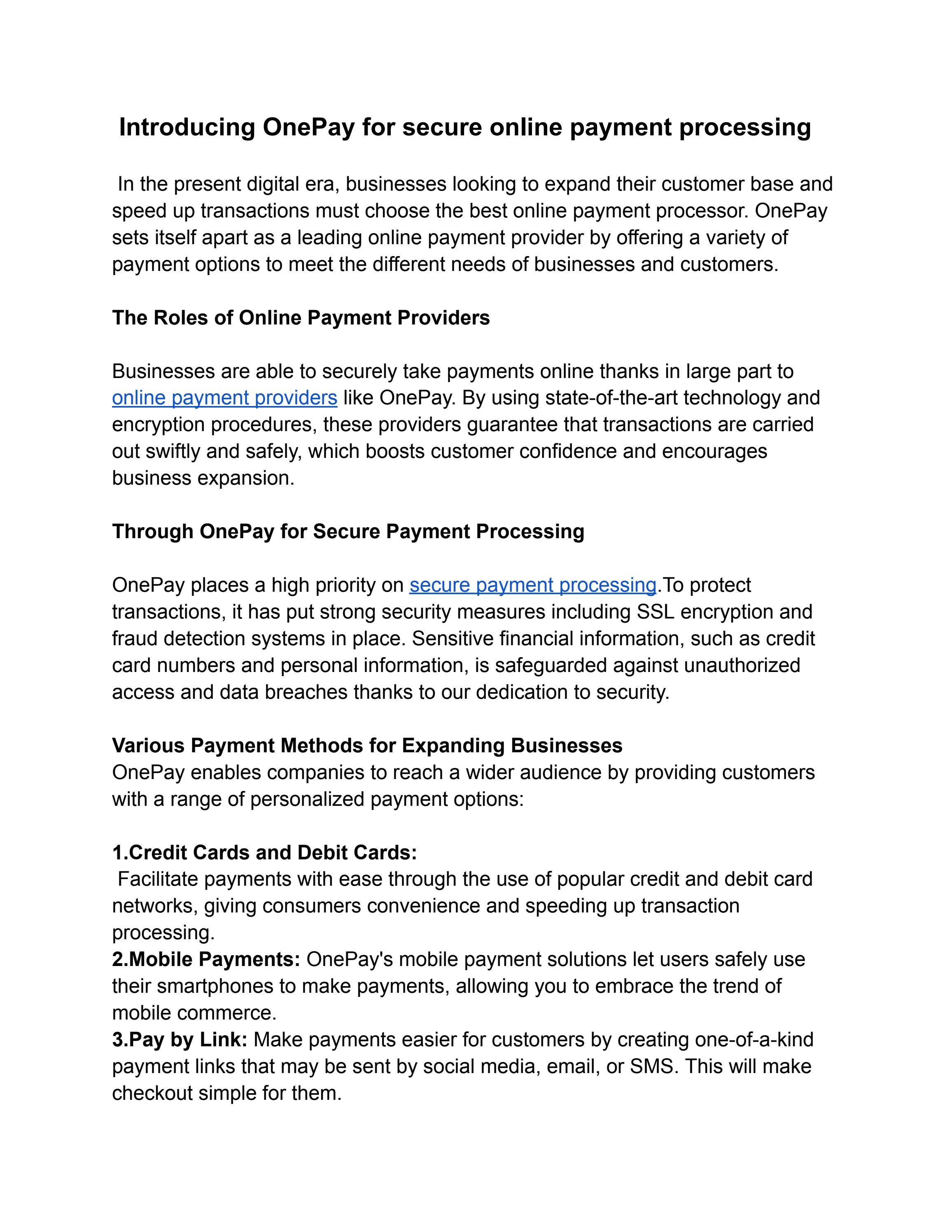 My first document Introducing OnePay for secure online payment ...