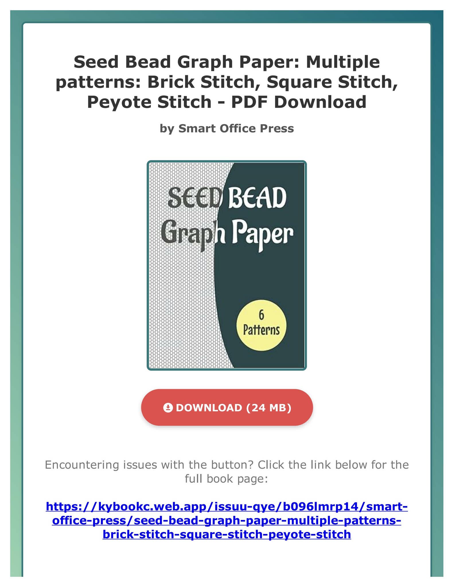 DOWNLOAD Seed Bead Graph Paper: Multiple patterns: Brick Stitch, Square ...