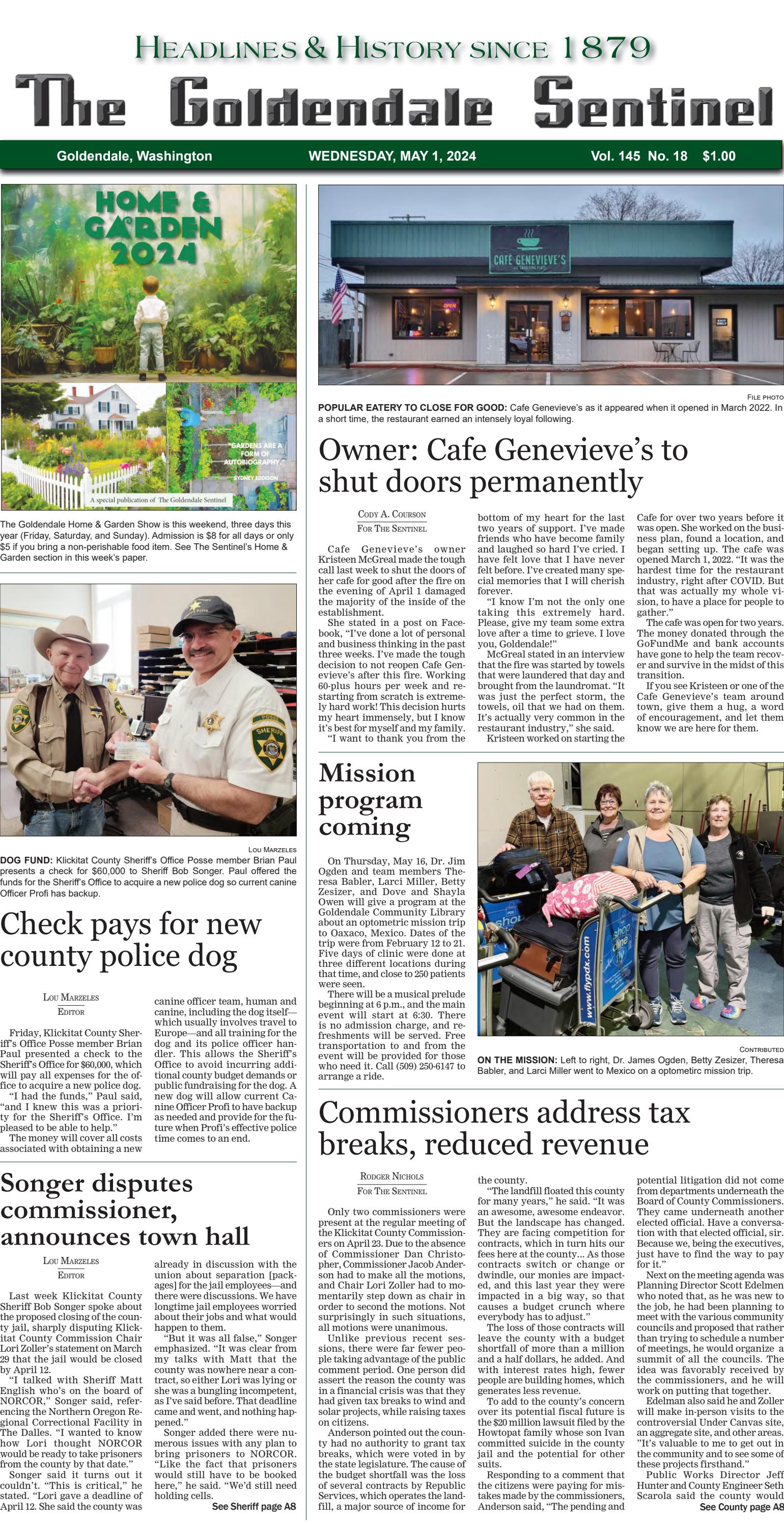 Goldendale Sentinel May 1, 2024 by Goldendale Sentinel - Issuu