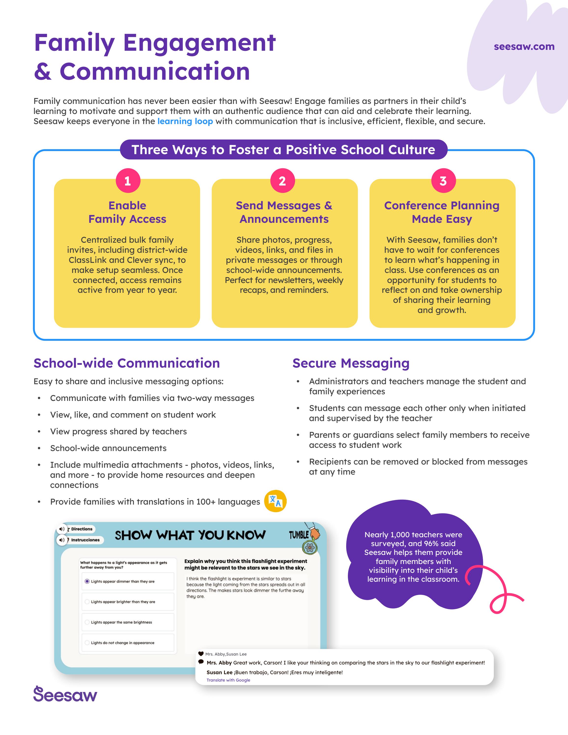 Seesaw Instruction & Insights: Family Engagement & Communication by ...