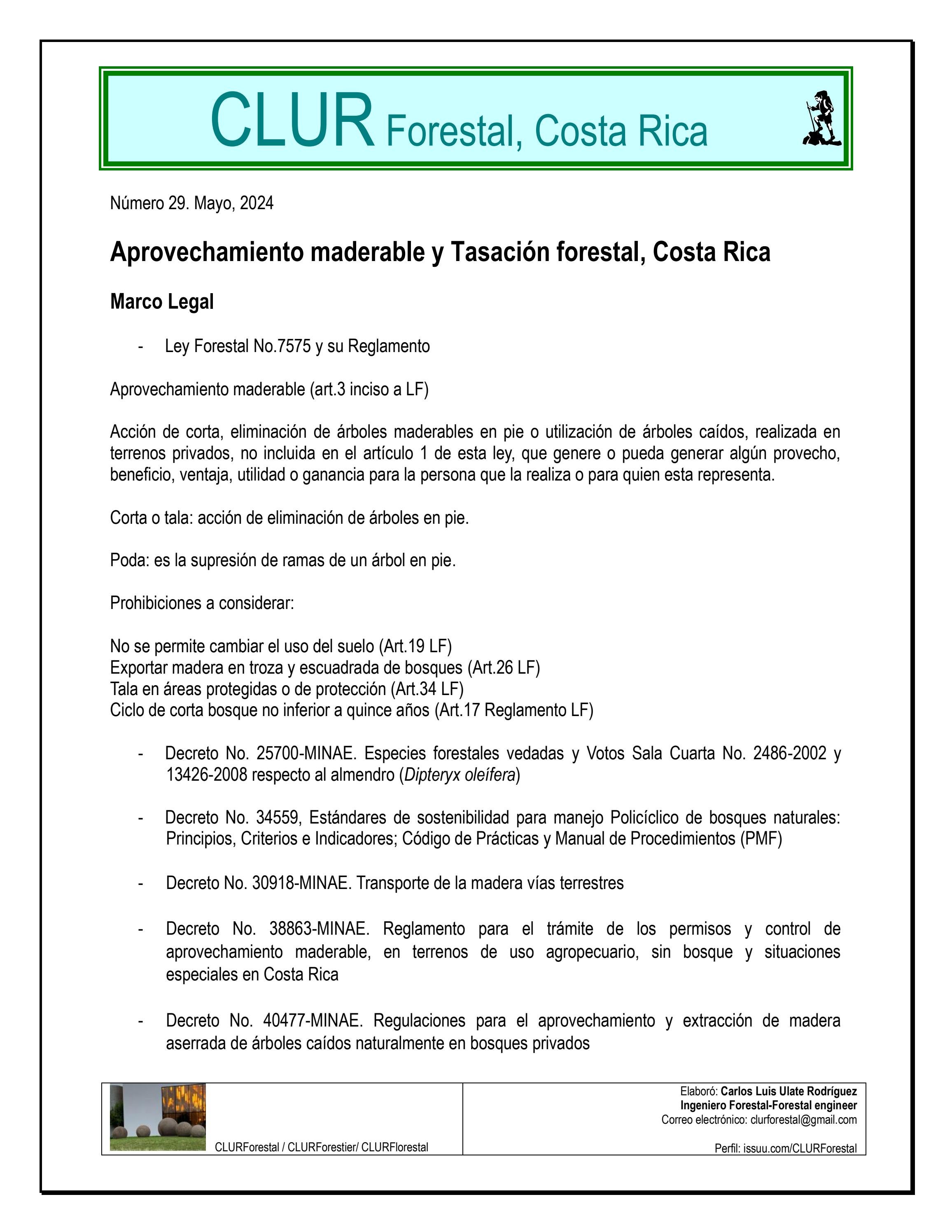 Aprovechamiento maderable y Tasación forestal, Costa Rica by Carlos L ...