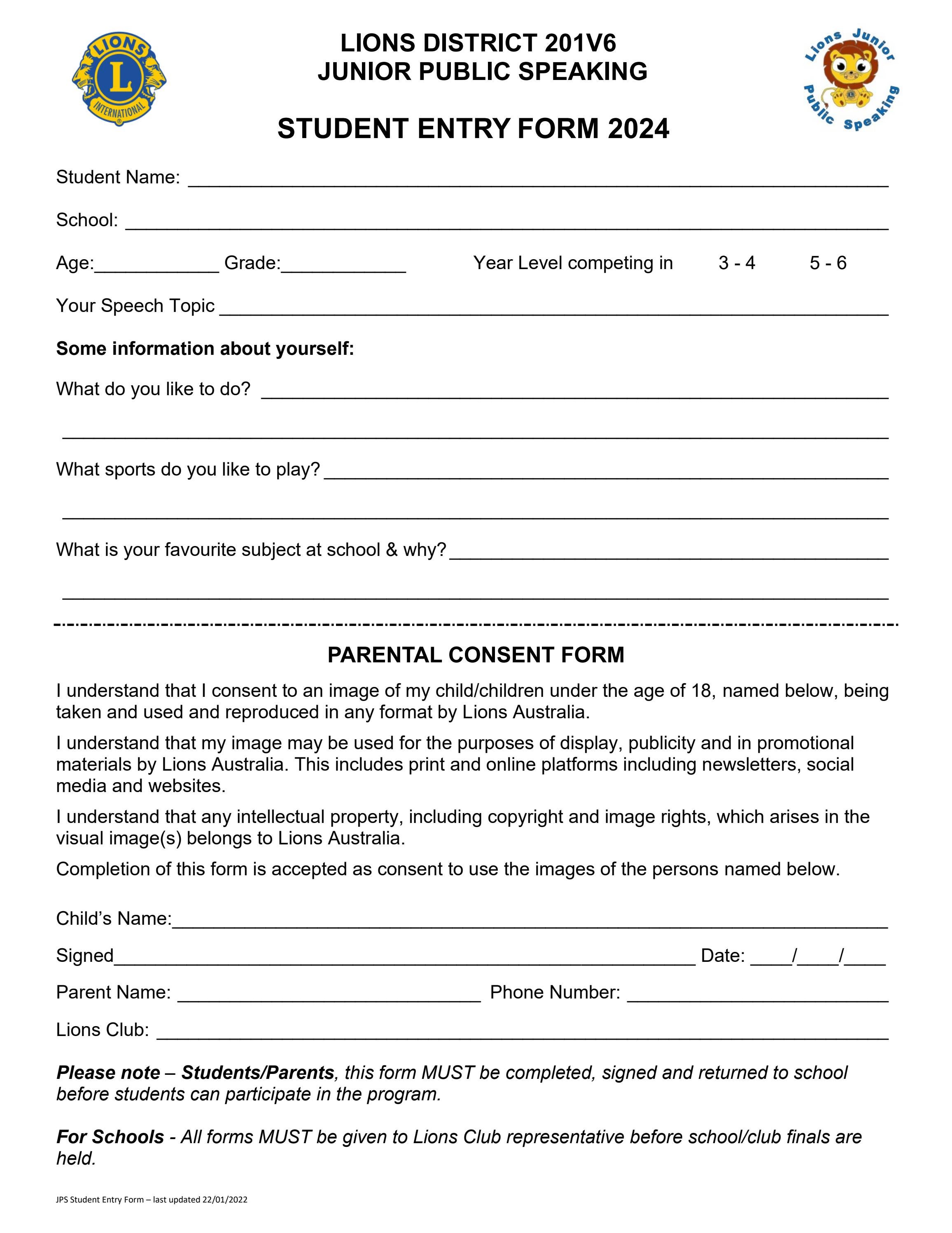 JPS - Student entry form by trinityanglicancollege - Issuu