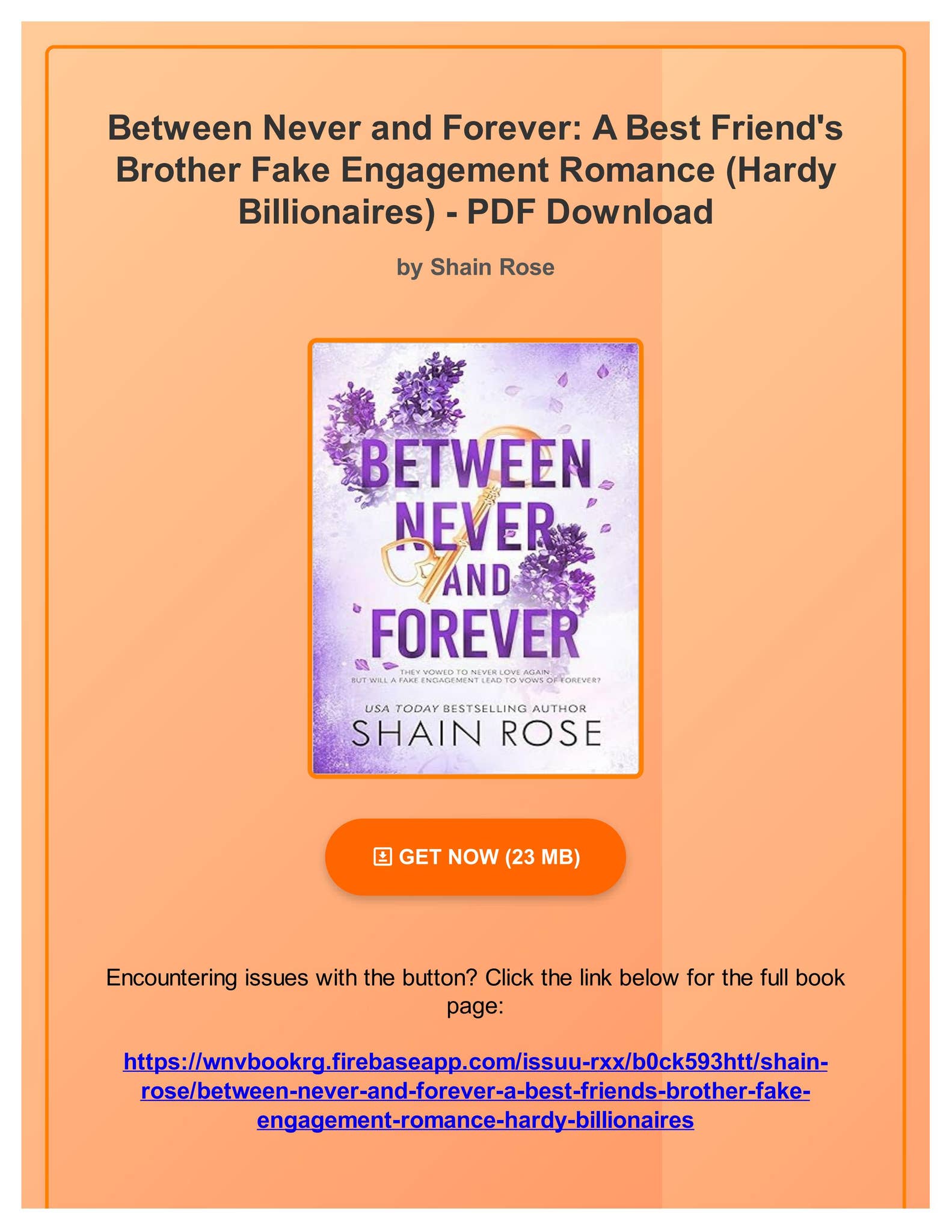PDF Between Never and Forever: A Best Friend's Brother Fake Engagement Romance (Hardy ...