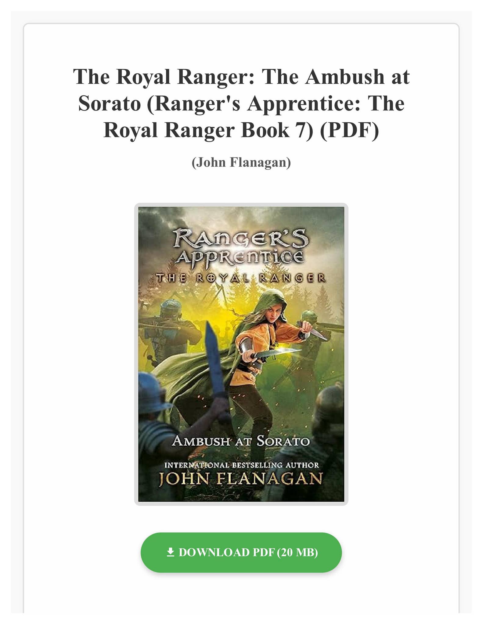 (Ebook) The Royal Ranger: The Ambush at Sorato (Ranger's Apprentice ...