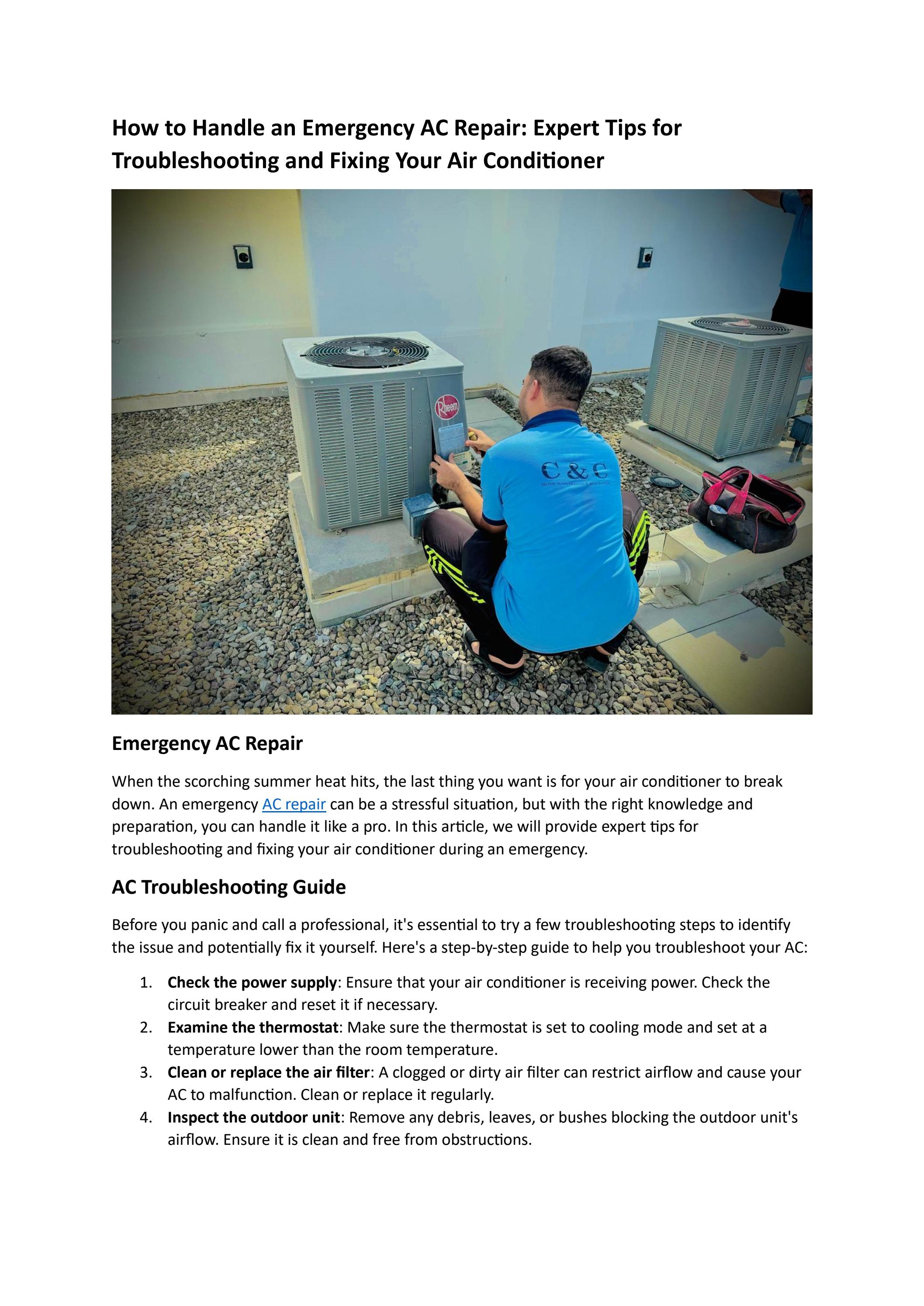 How to Handle an Emergency AC Repair ? by alicesmith - Issuu