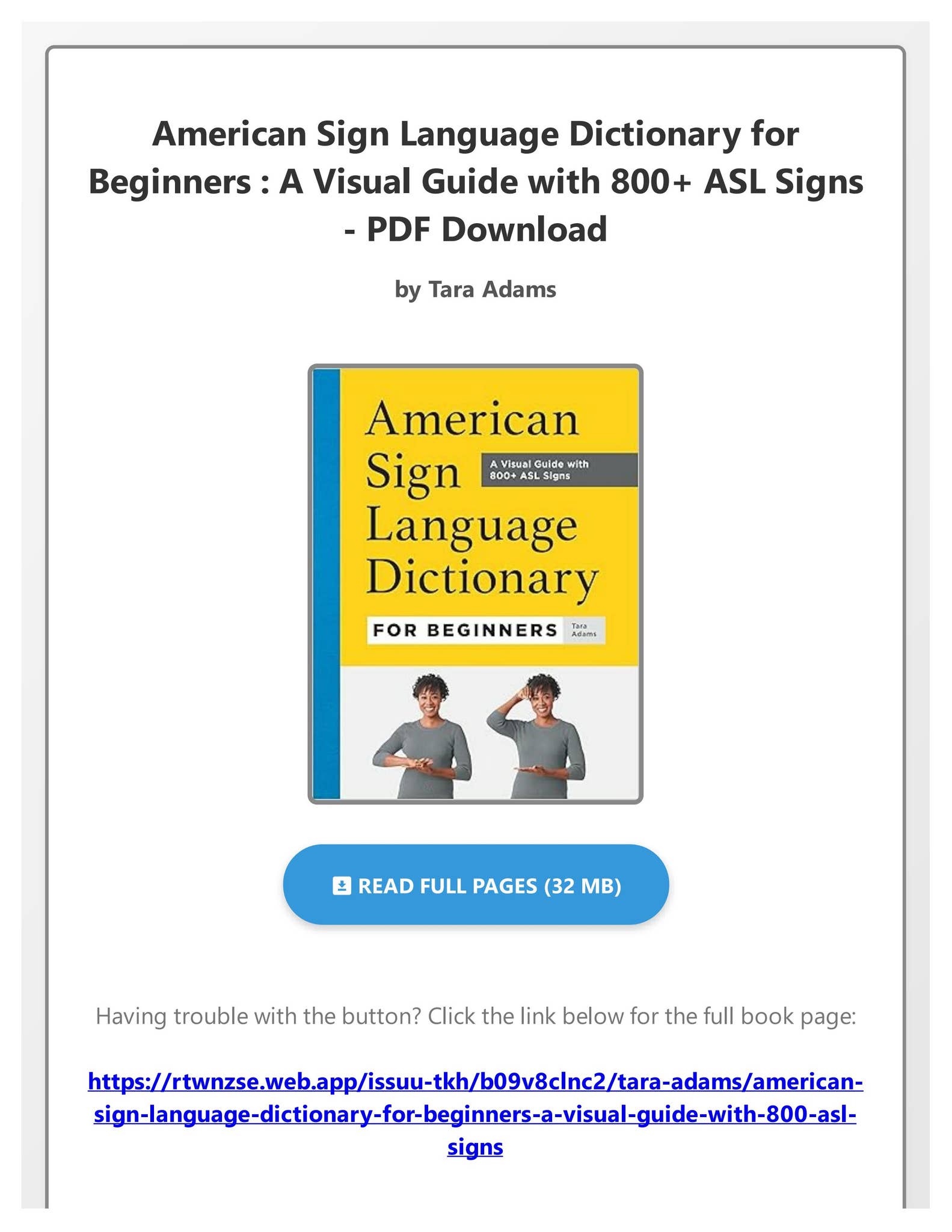 (Pdf Ebook) American Sign Language Dictionary for Beginners : A Visual ...